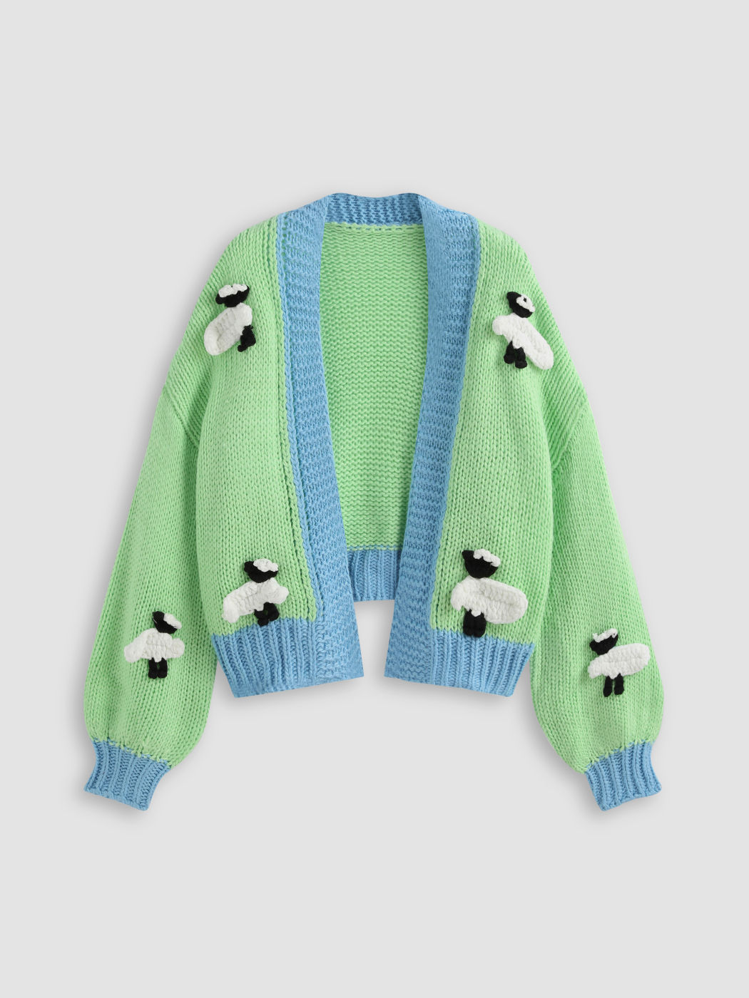 Sheep Pattern Crochet Knitted Cardigan For School Vacation Holiday