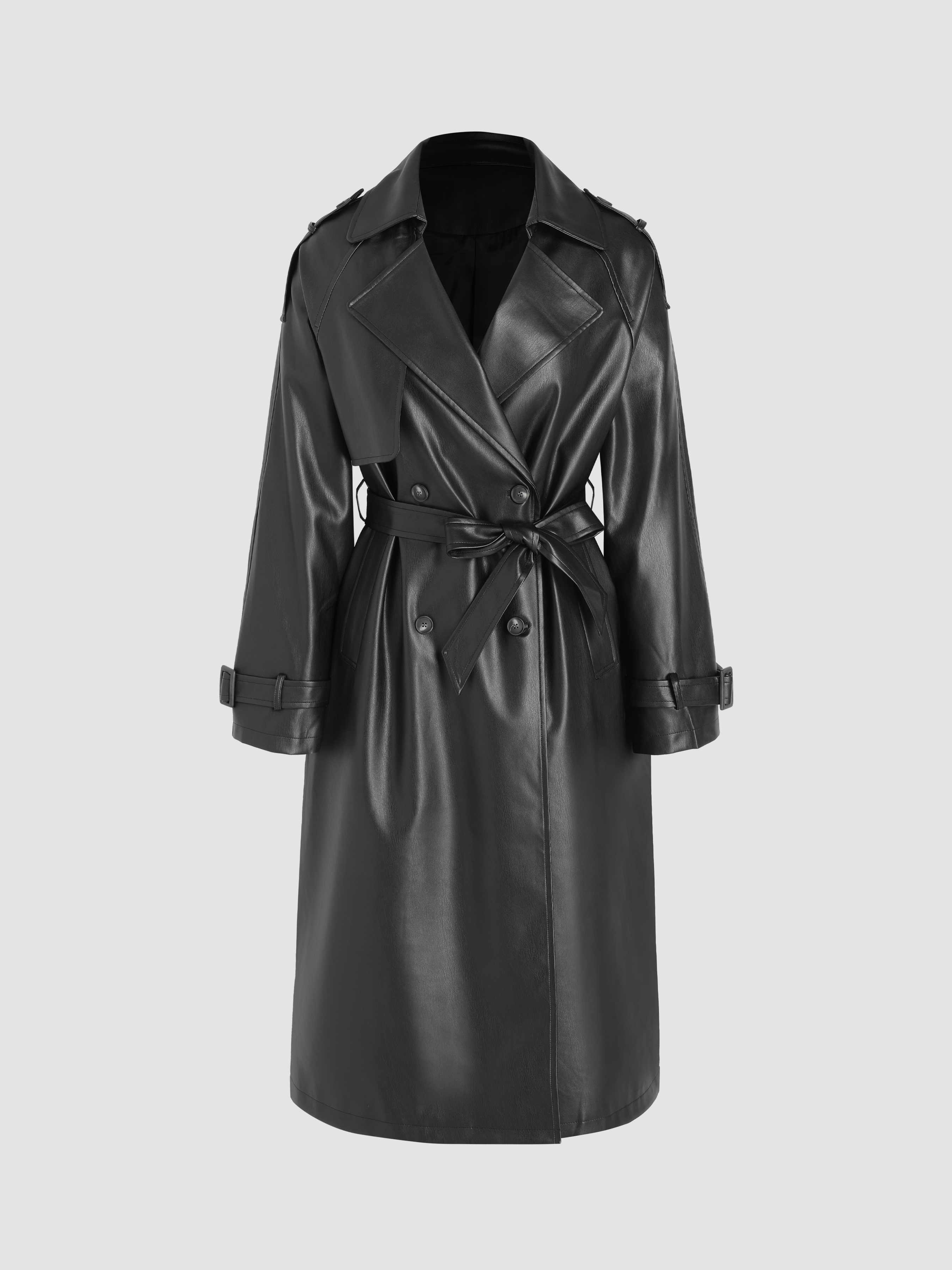 Solid PU Collar Wind Coat - Cider