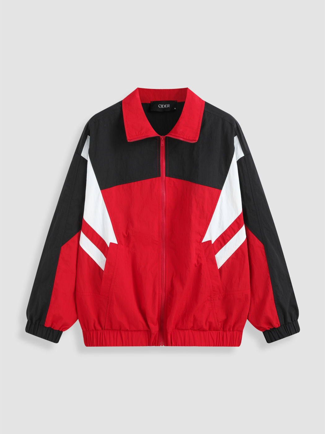 Woven Patchy Zipper Collar Jacket For School Work Gym/Sports