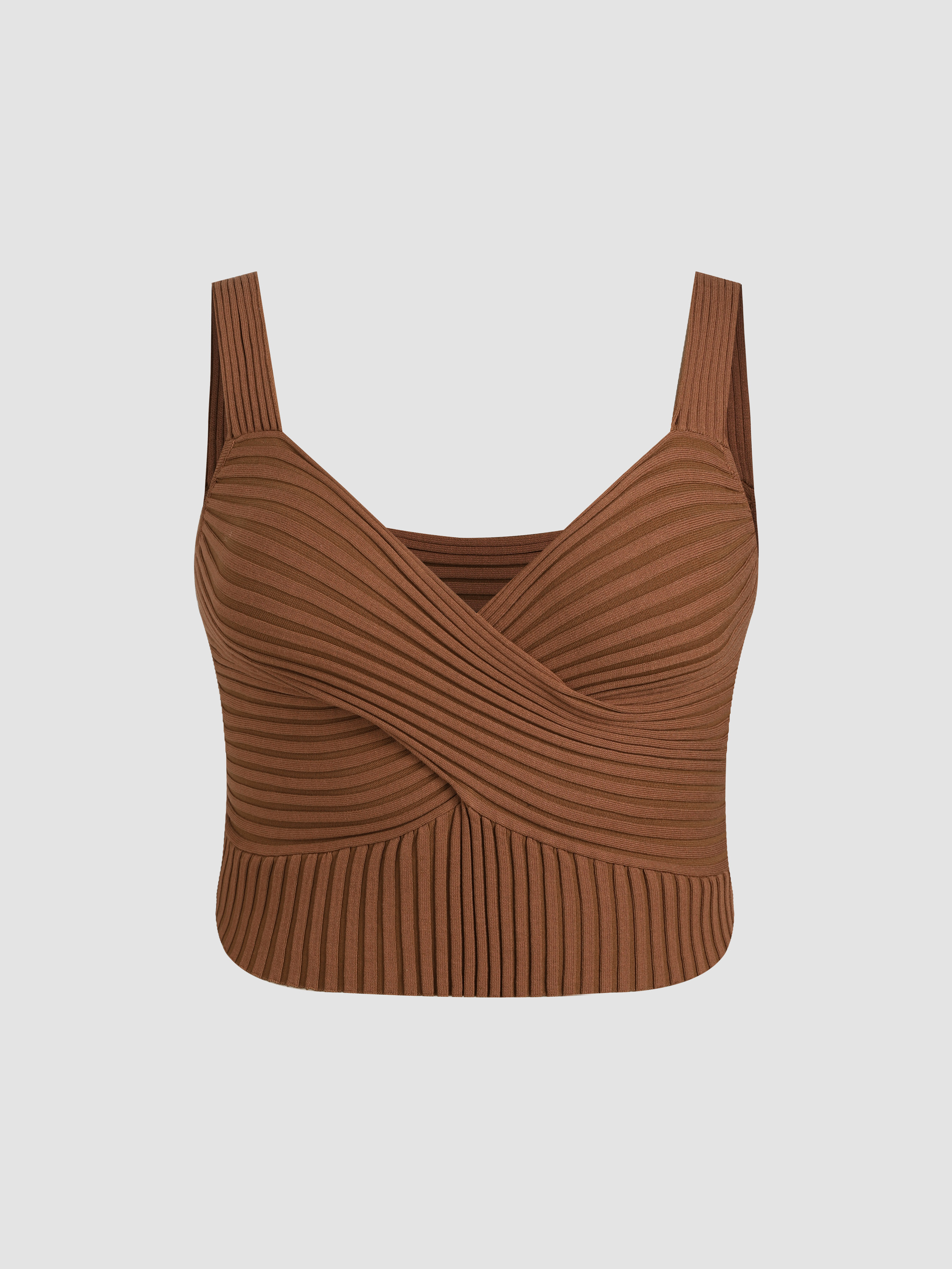 Curve & Plus Rib Knit Cross Tank Top For School Gym/Sports Vacation