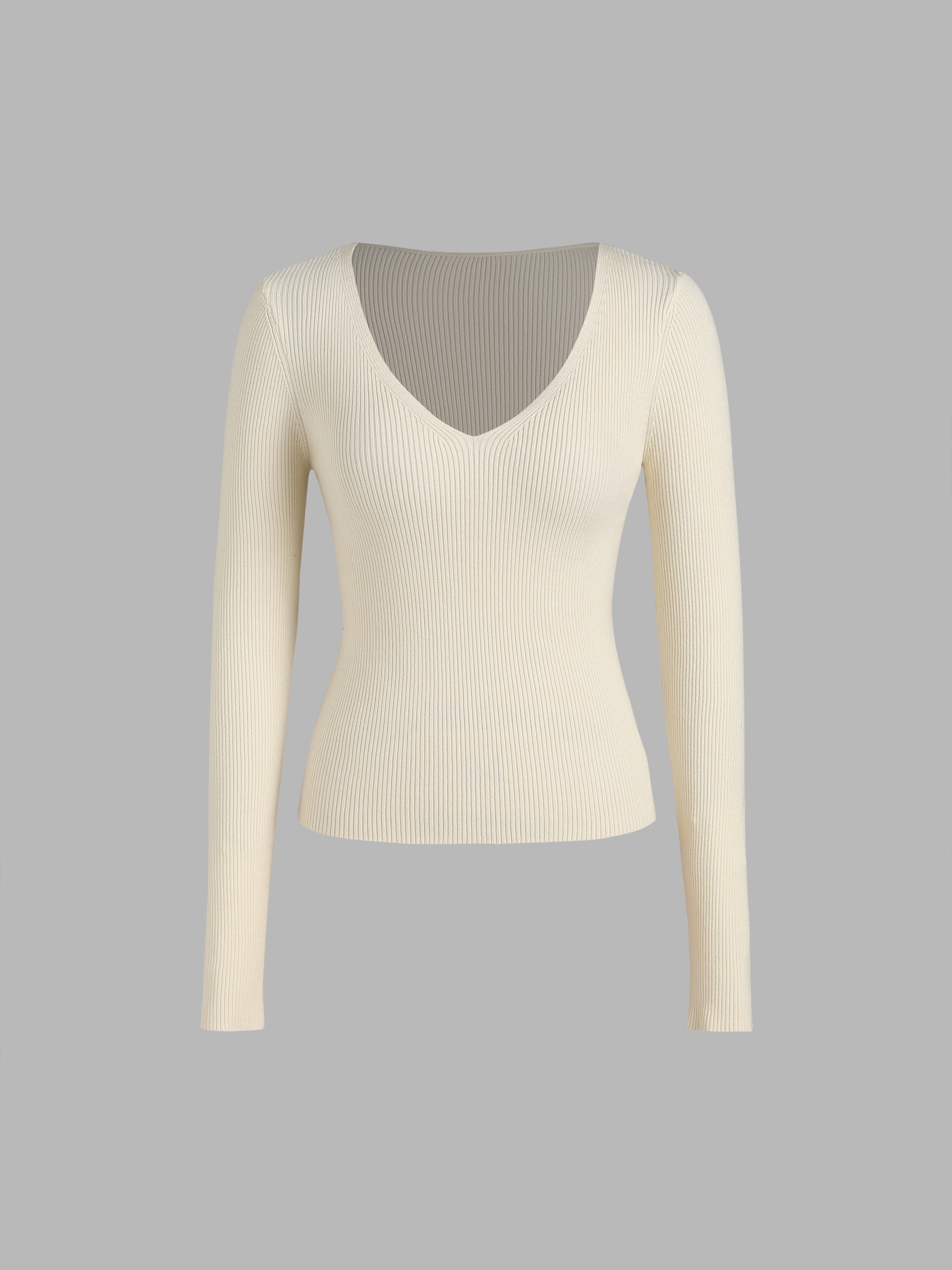 Solid Knitted Long Sleeve Top - Cider