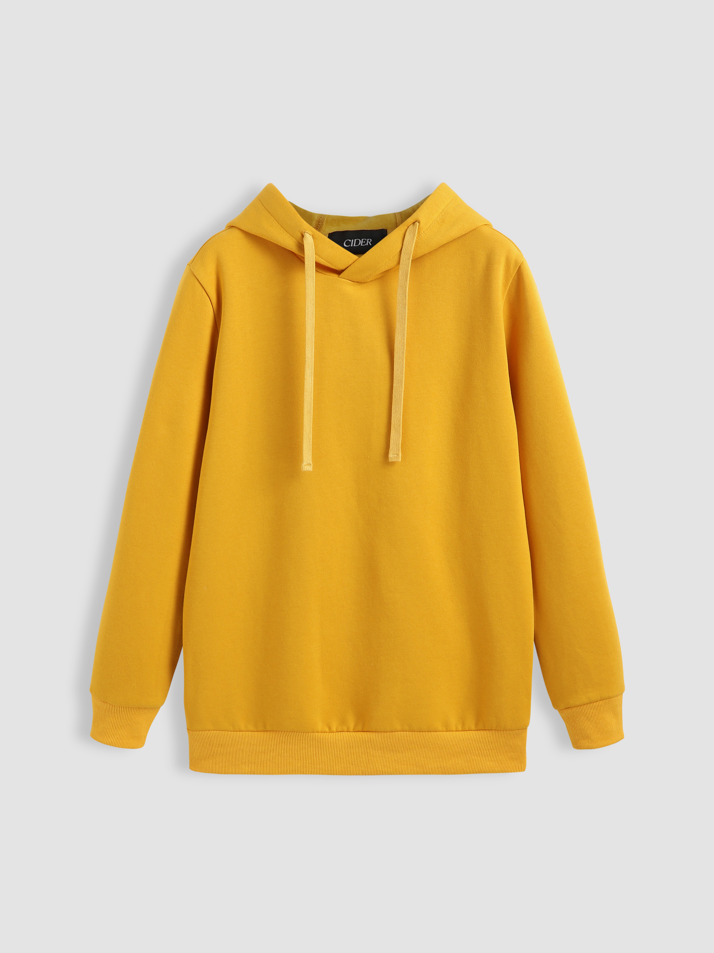 Terry Solid Drawstring Hoodie For School Daily Casual