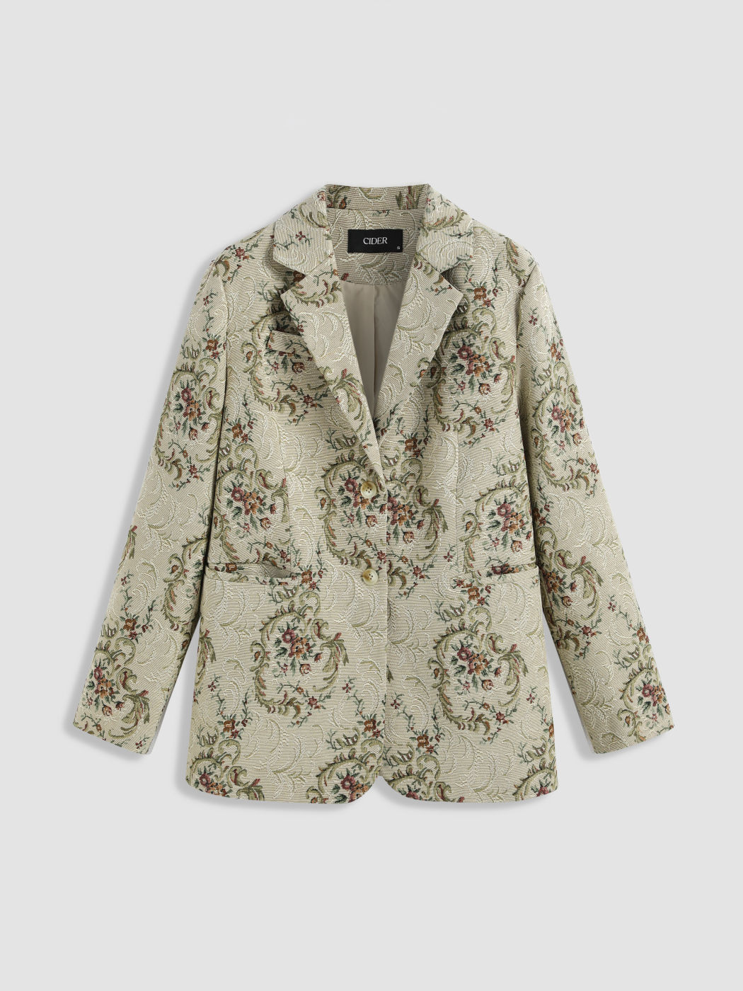 Floral Pattern Notched Collar Blazer - Cider