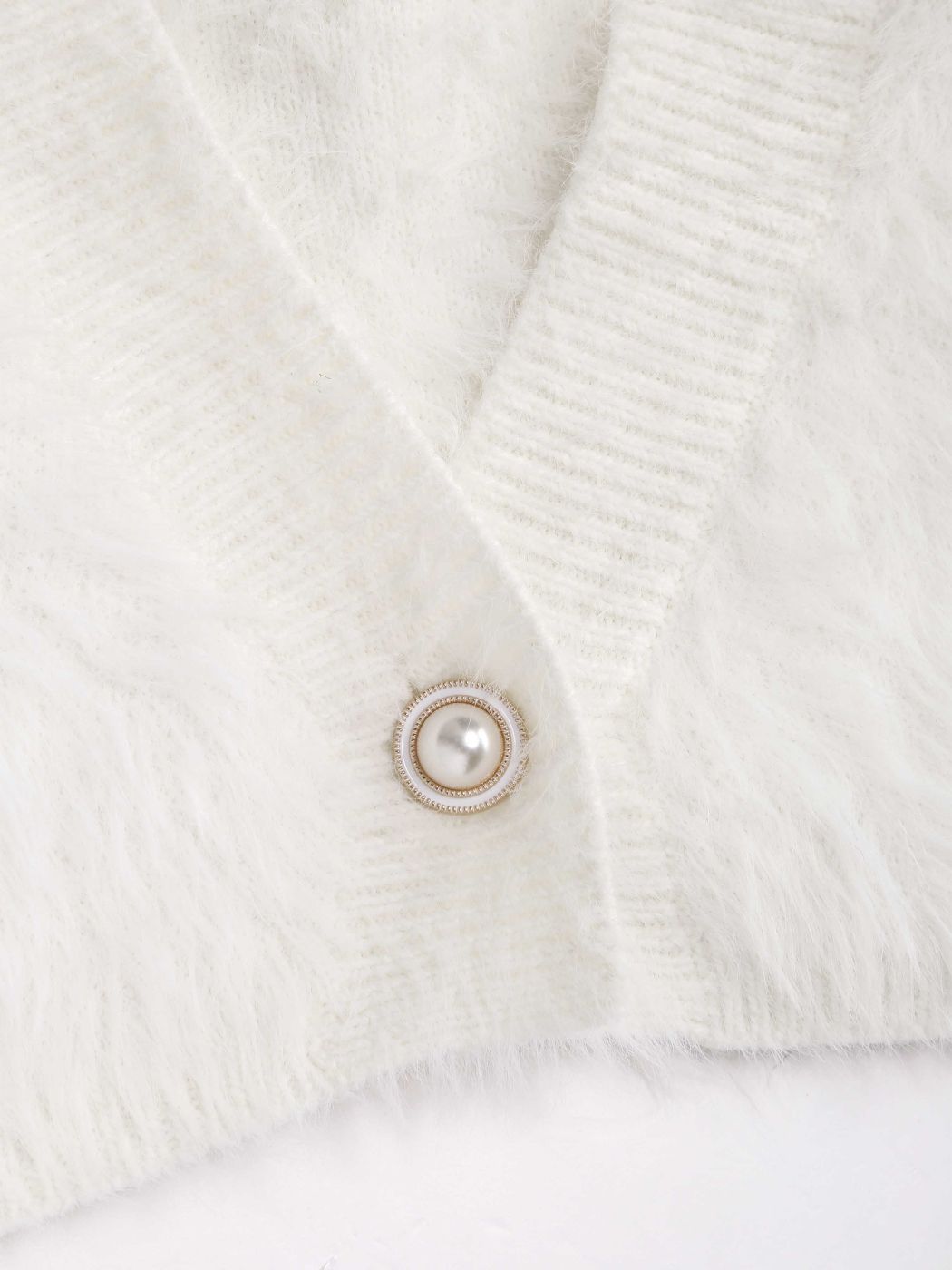 Knit Fabric Solid Fluffy Crop Cardigan For Vacation Holiday