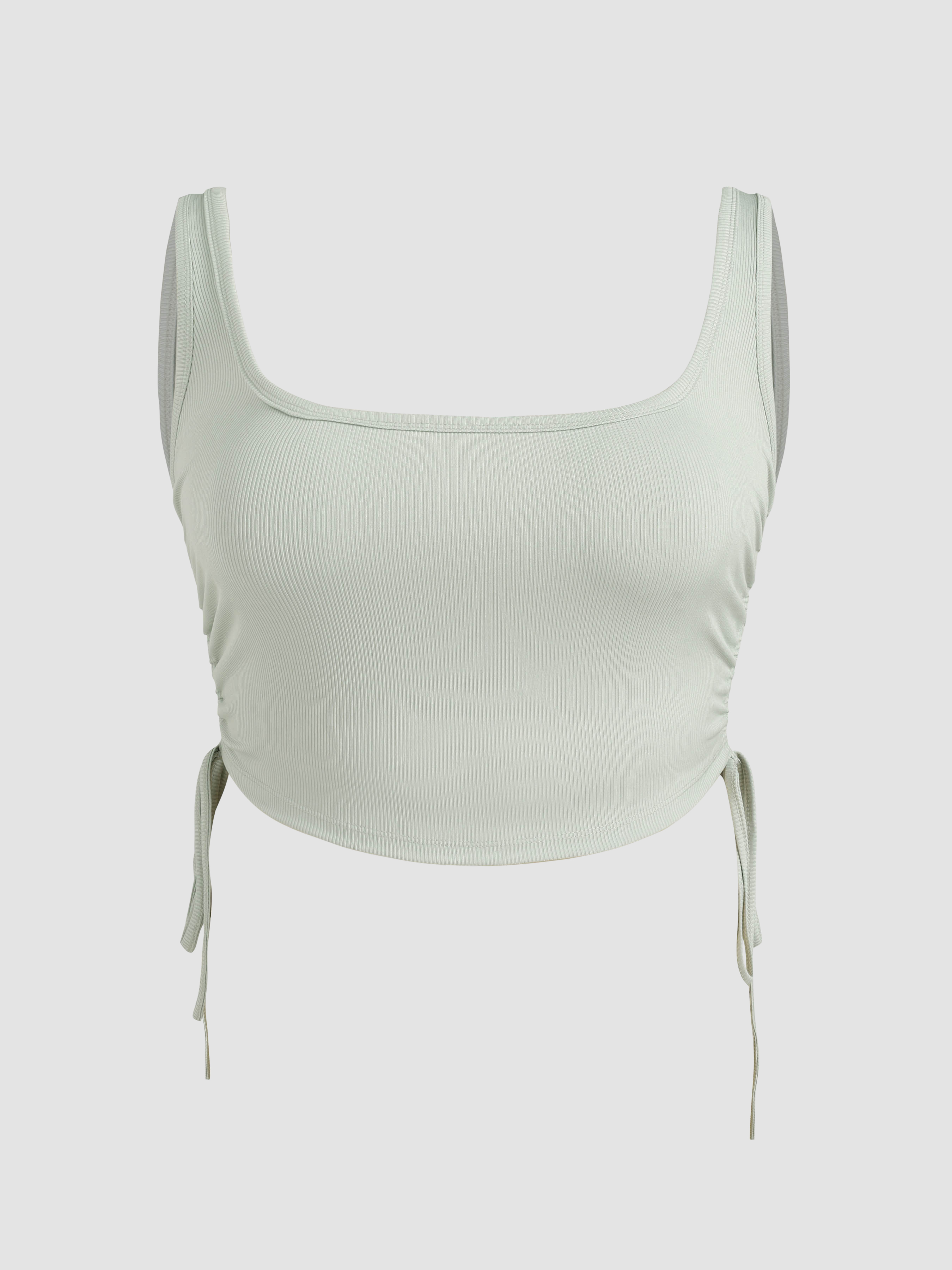 Curve & Plus Solid Rib Drawstring Tank Top - Cider
