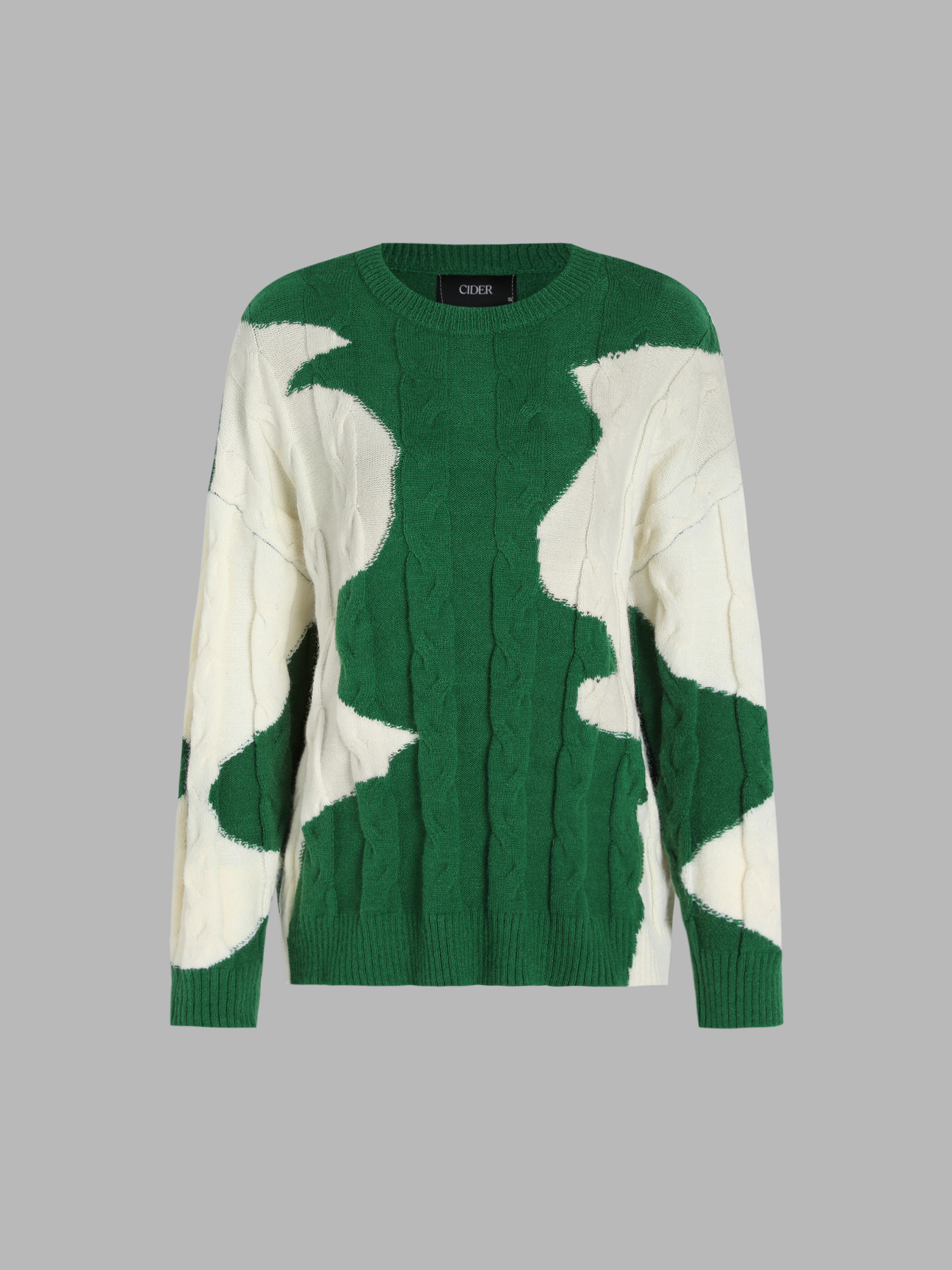 Solid Contrasting Oversized Sweater - Cider