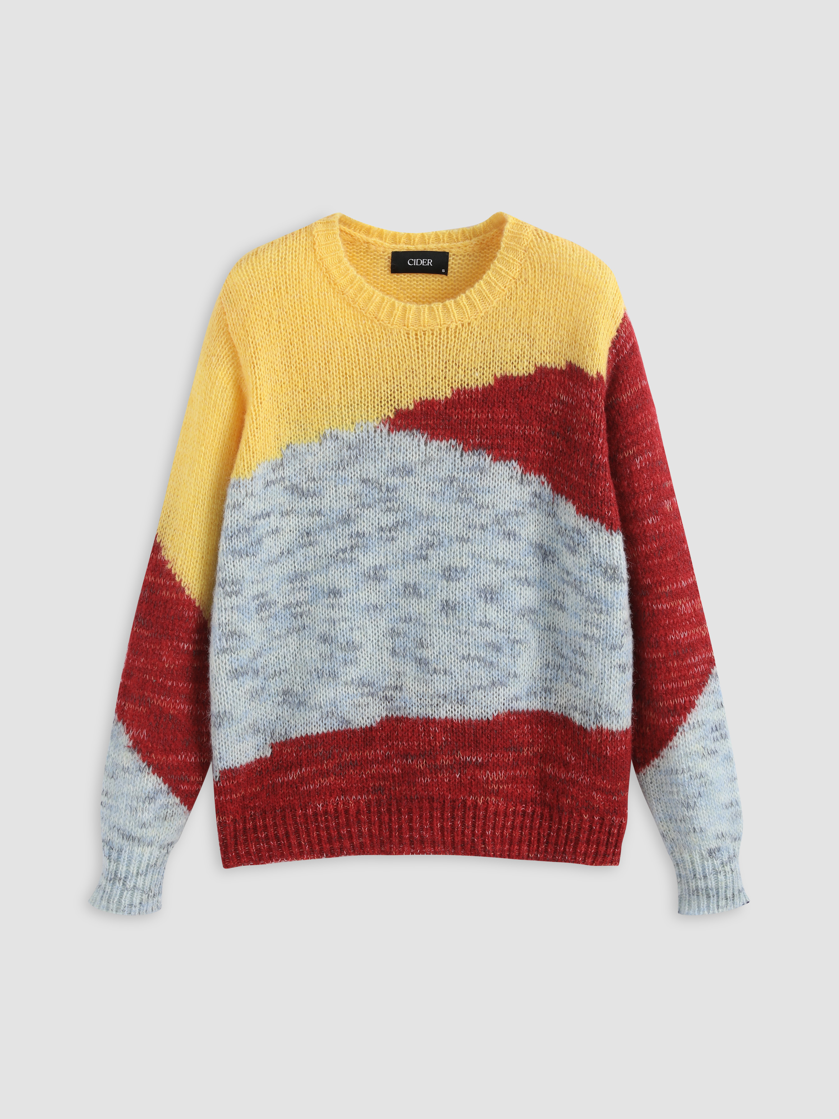 Wool-blend Patchy Knitted Long Sleeve Sweater For School Daily Casual