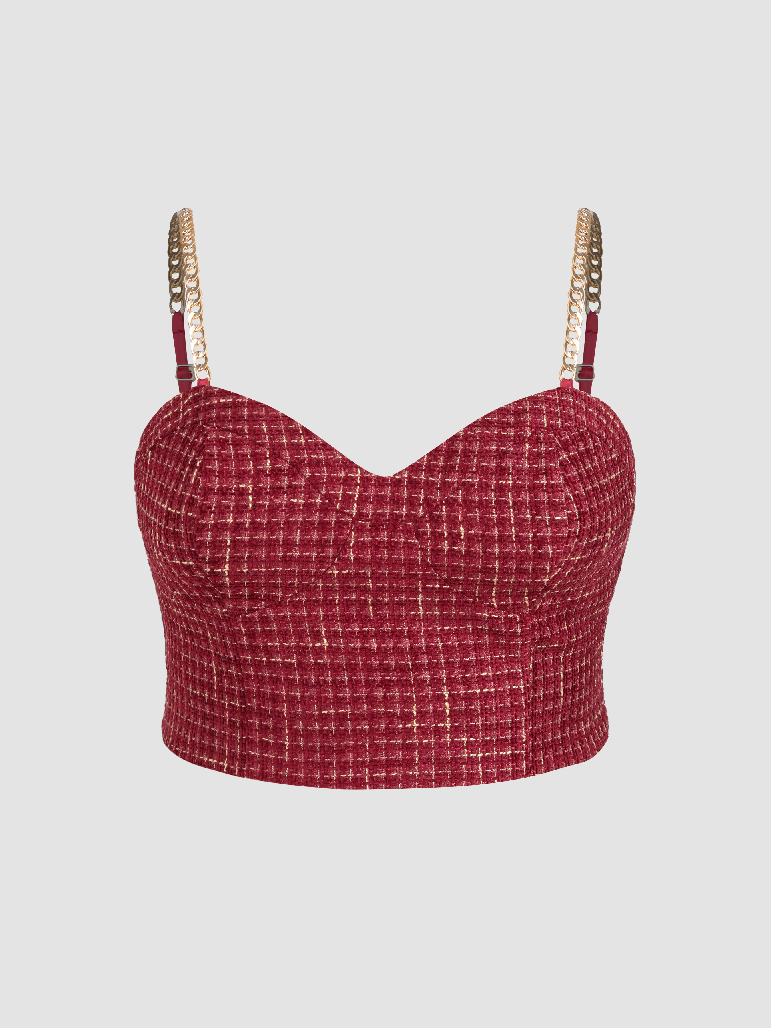 Curve & Plus Tweed Cami Tank Top For Music Festival/Live House Vacation ...