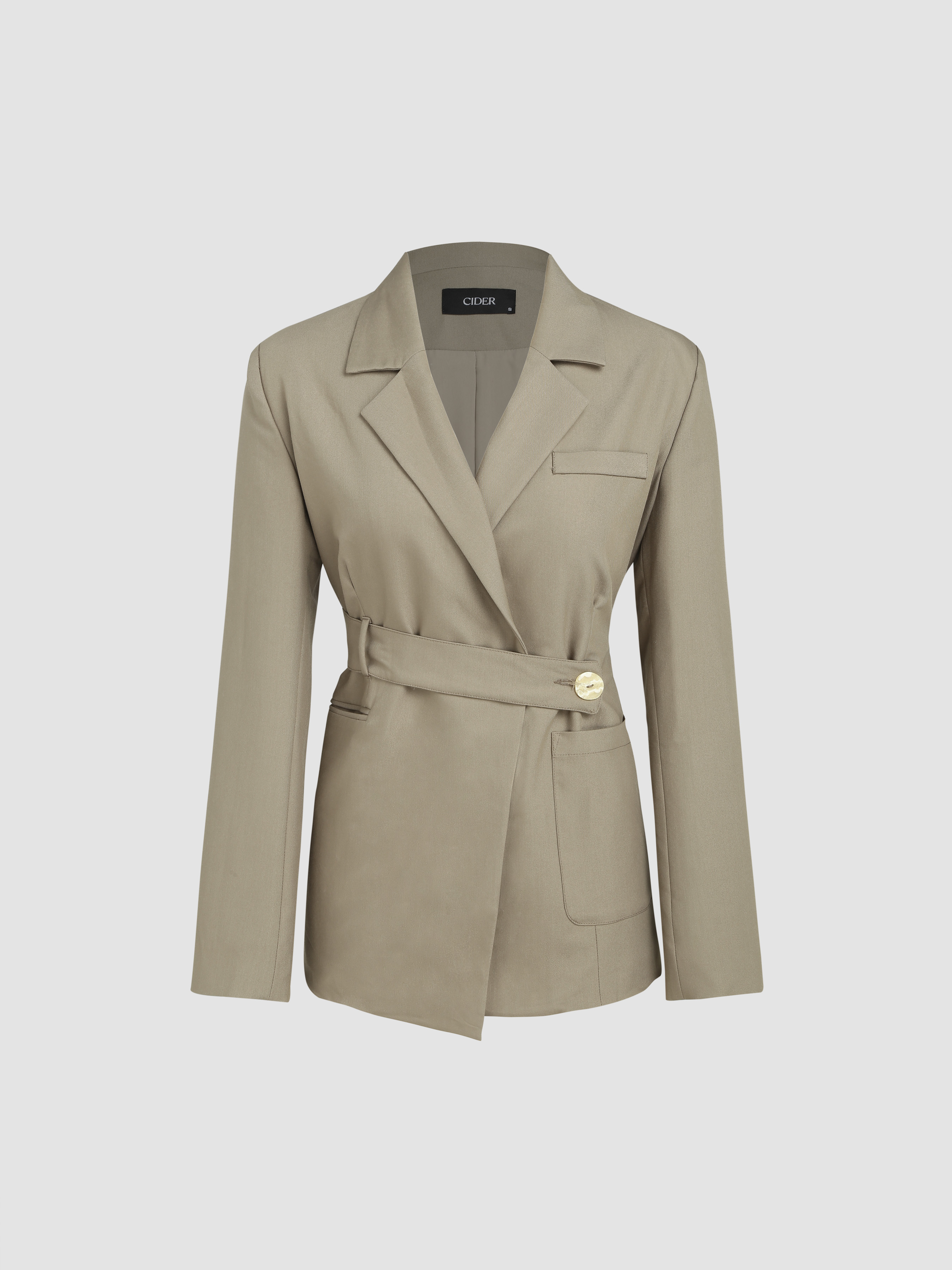 Woven Solid Woven Button Up Blazer For Work Exhibition