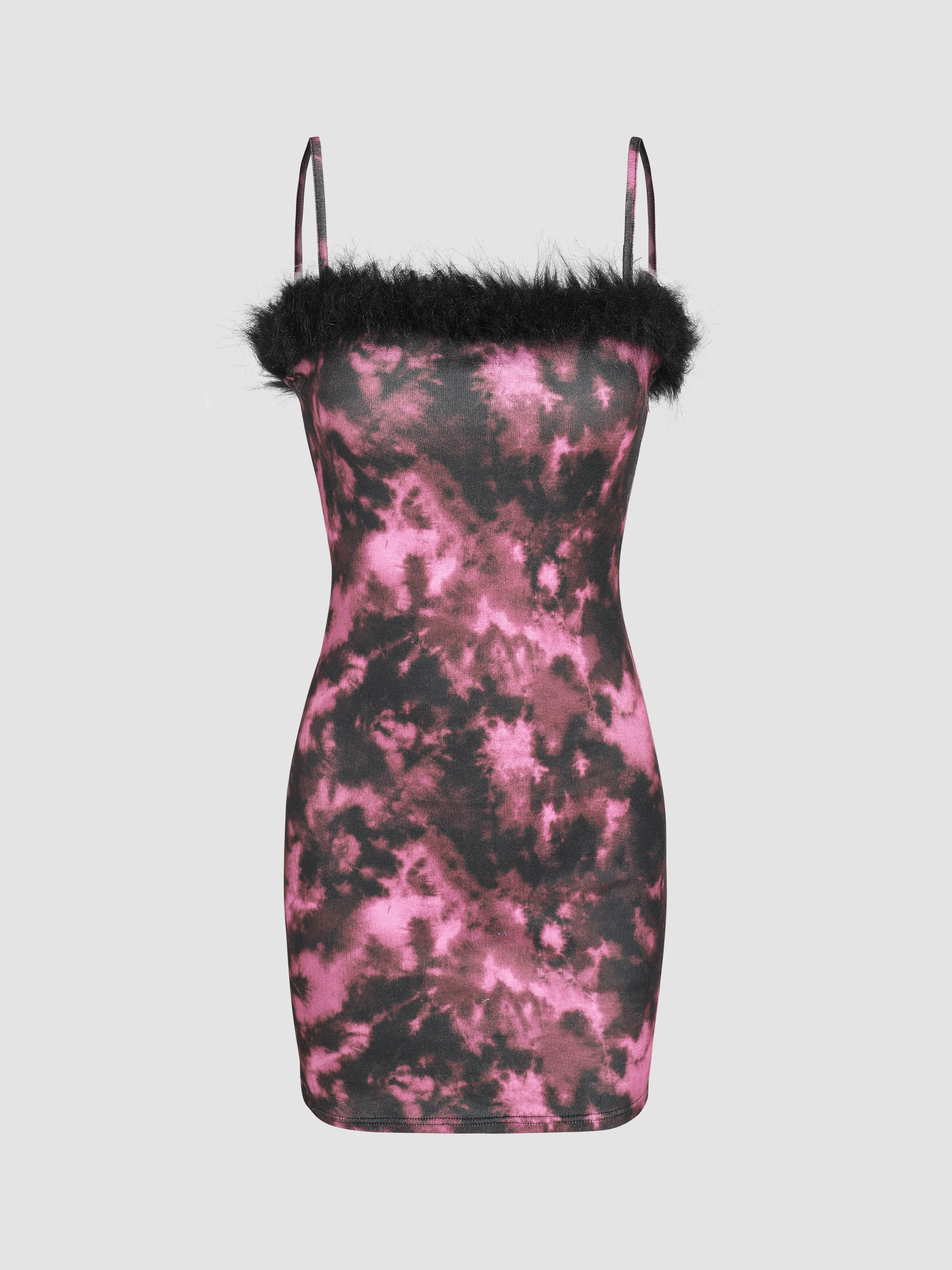 Sun Dresses Knit Fabric Abstract Print Fluffy Mini Dress For Music ...