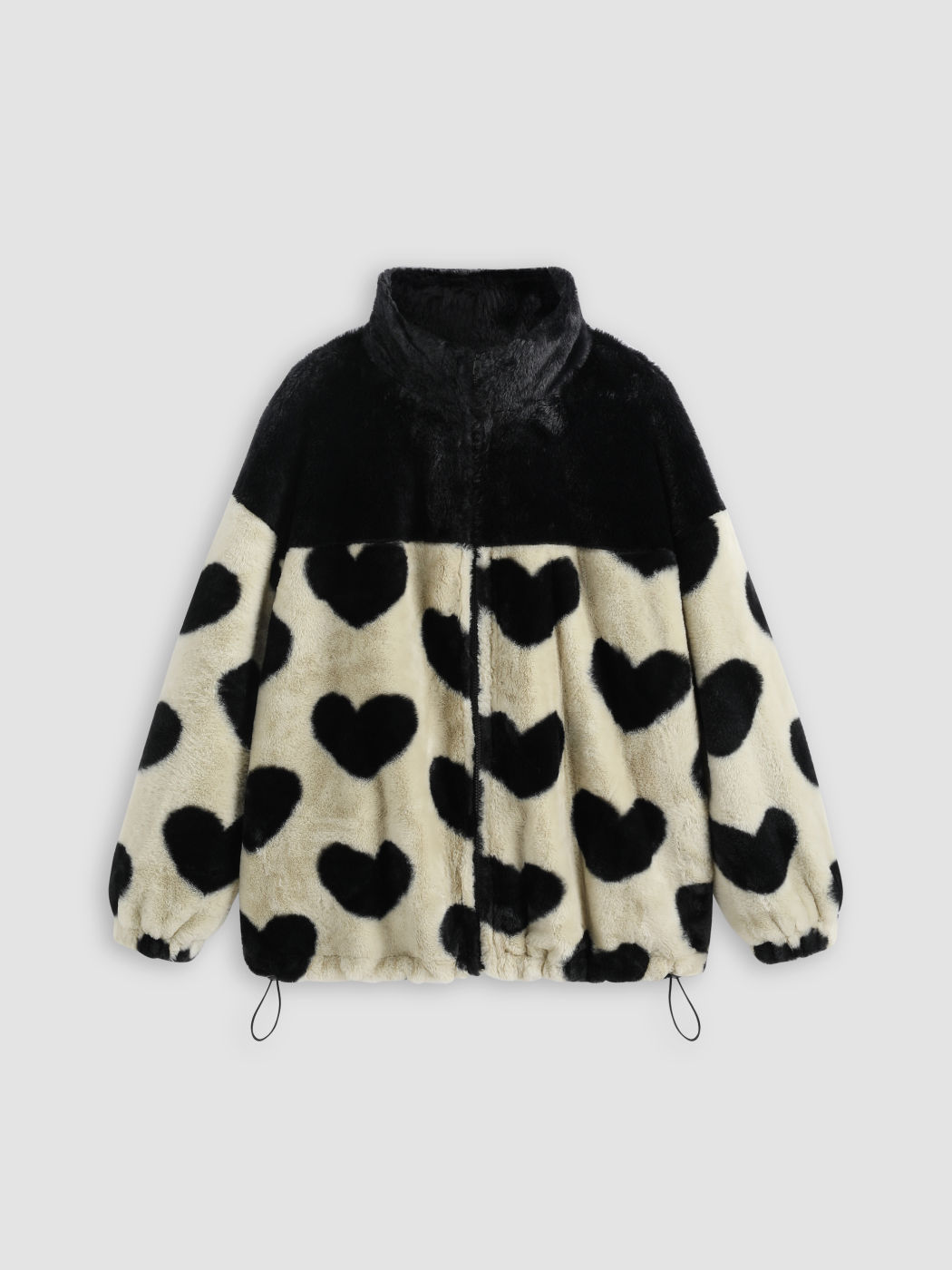Young Love Fuzzy Heart Jacket For School Coffee Shop Outdoor