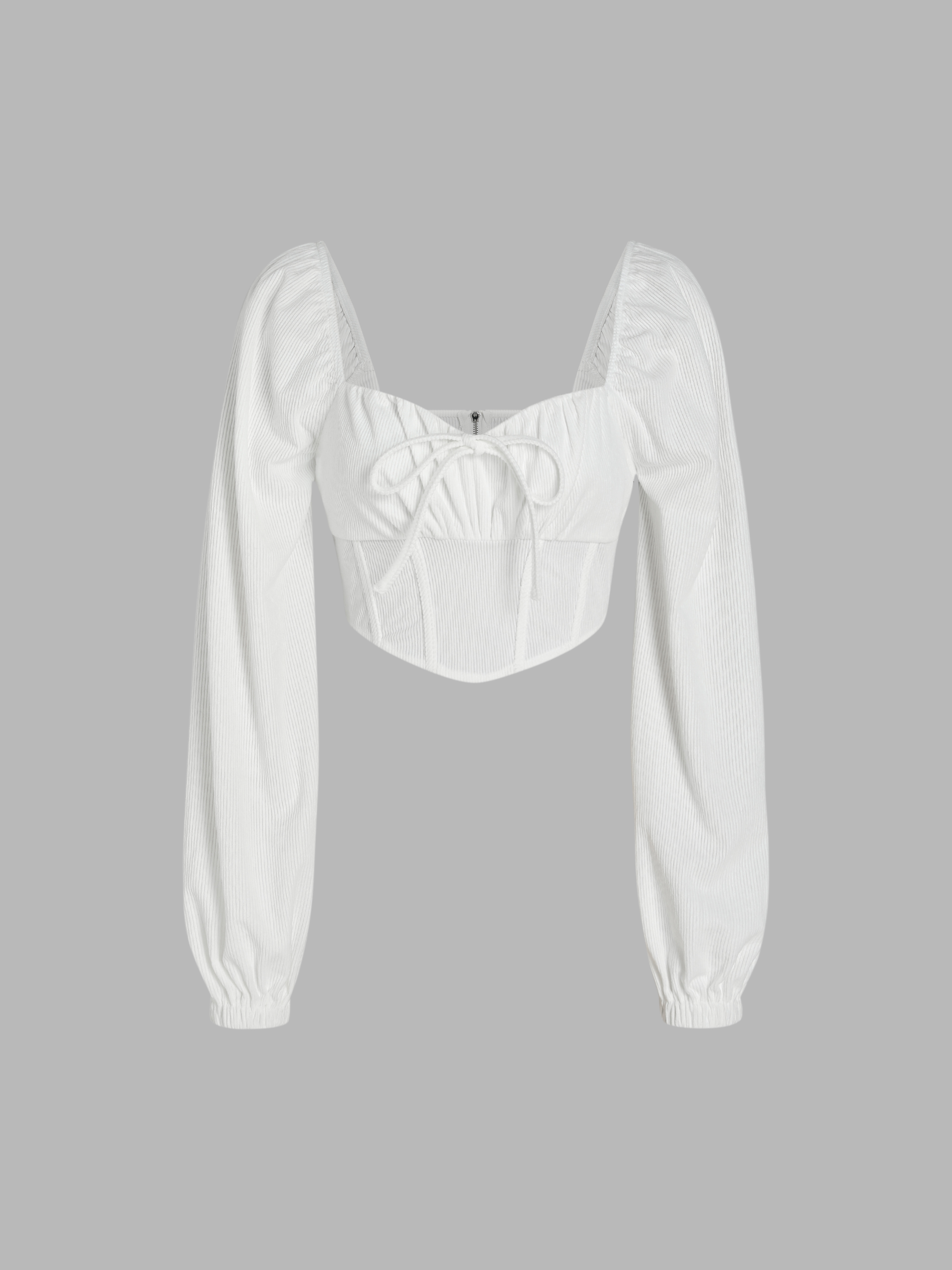 Corduroy Solid Corduroy Corset Crop Top For Work Holiday Date