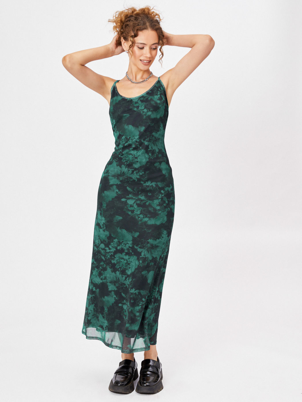 Floral Spaghetti Straps Maxi Dress For Exhibition