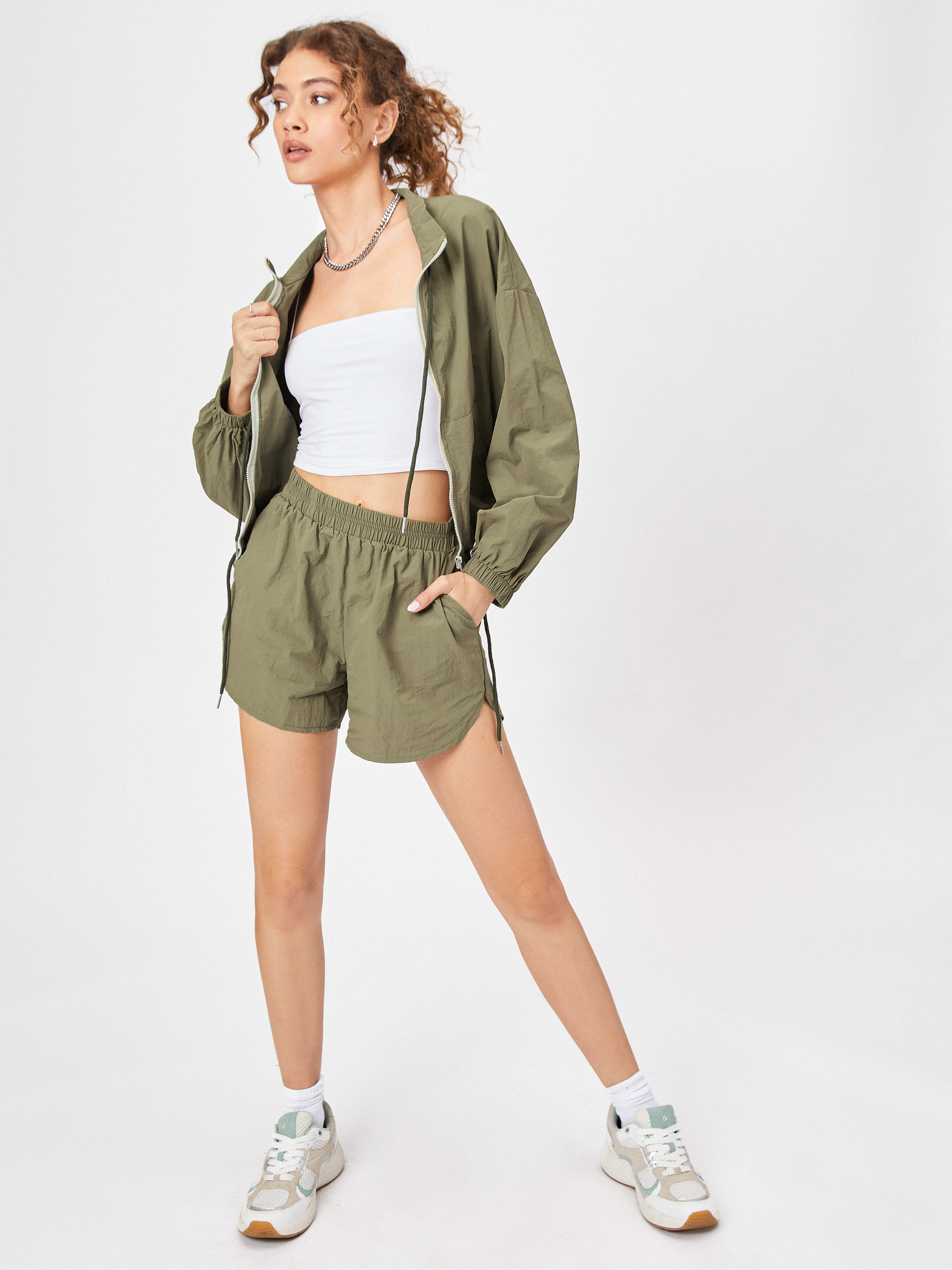 Solid Texture Mini Shorts - Cider