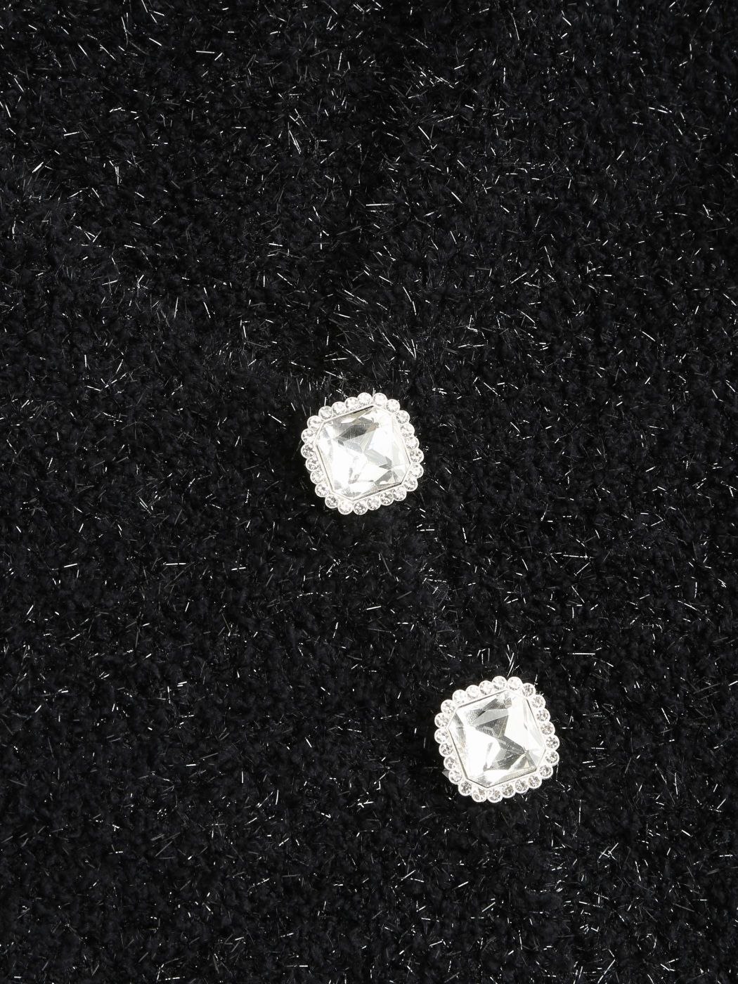 Rhinestone Button Up Knit Crop Cardigan For School Work