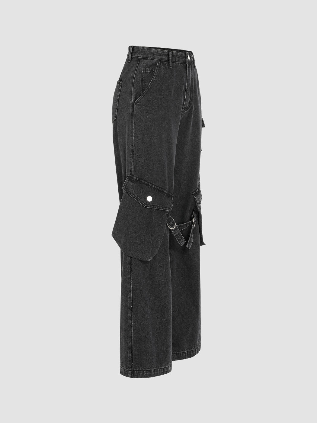 Denim High Waist Cargo Jeans For School Work