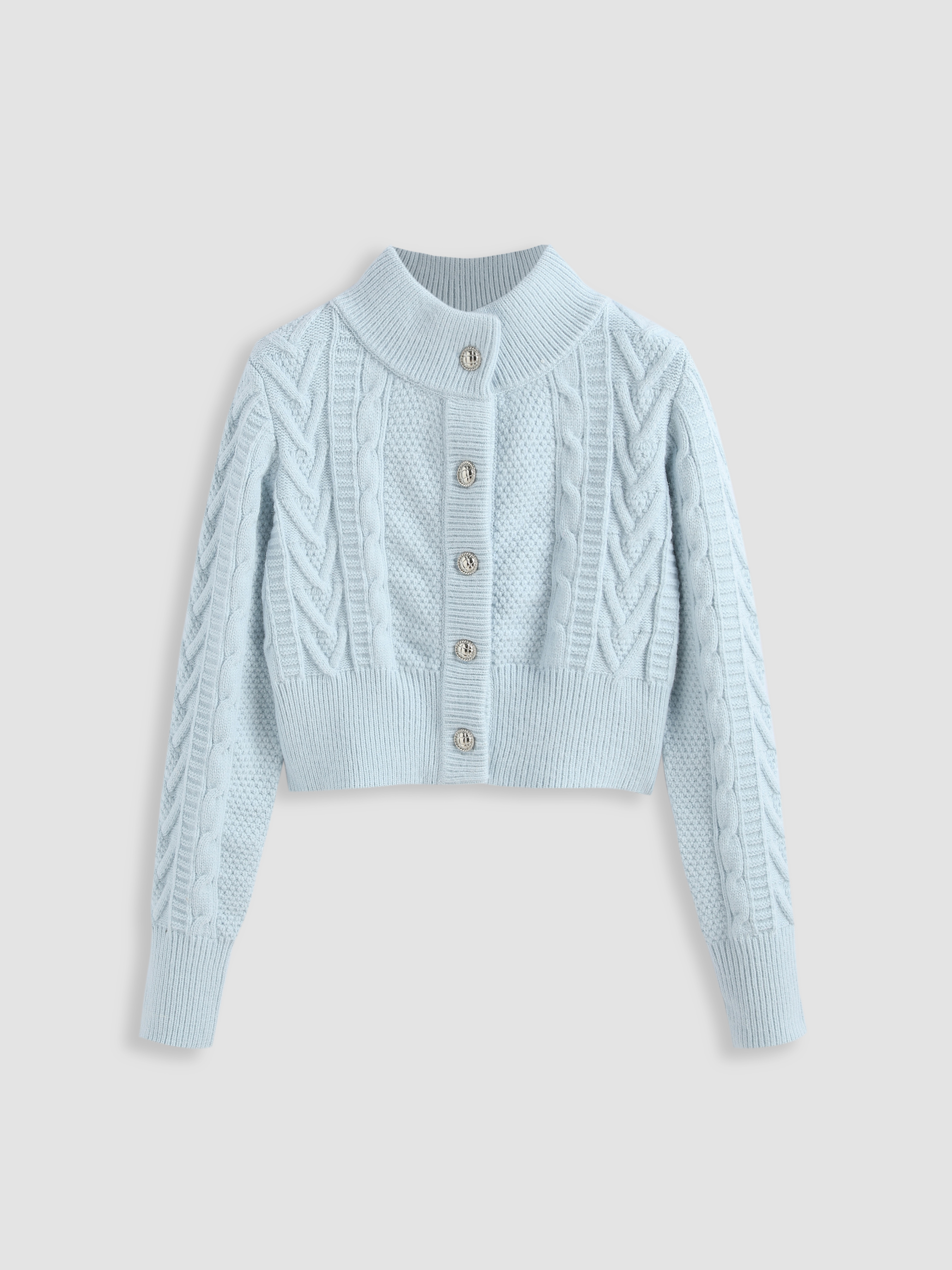 Cable Knit Solid Knitted Cardigan For School Work Holiday Home
