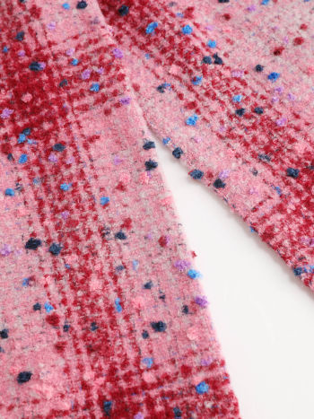 Bubblegum Winter Textured Long Coat For Vacation Holiday