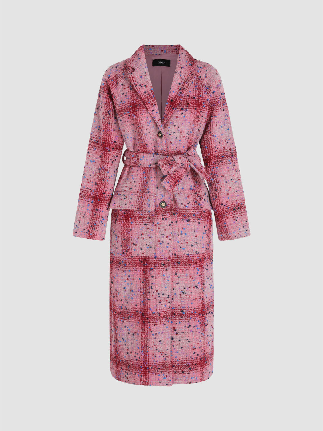 Bubblegum Winter Textured Long Coat For Vacation Holiday