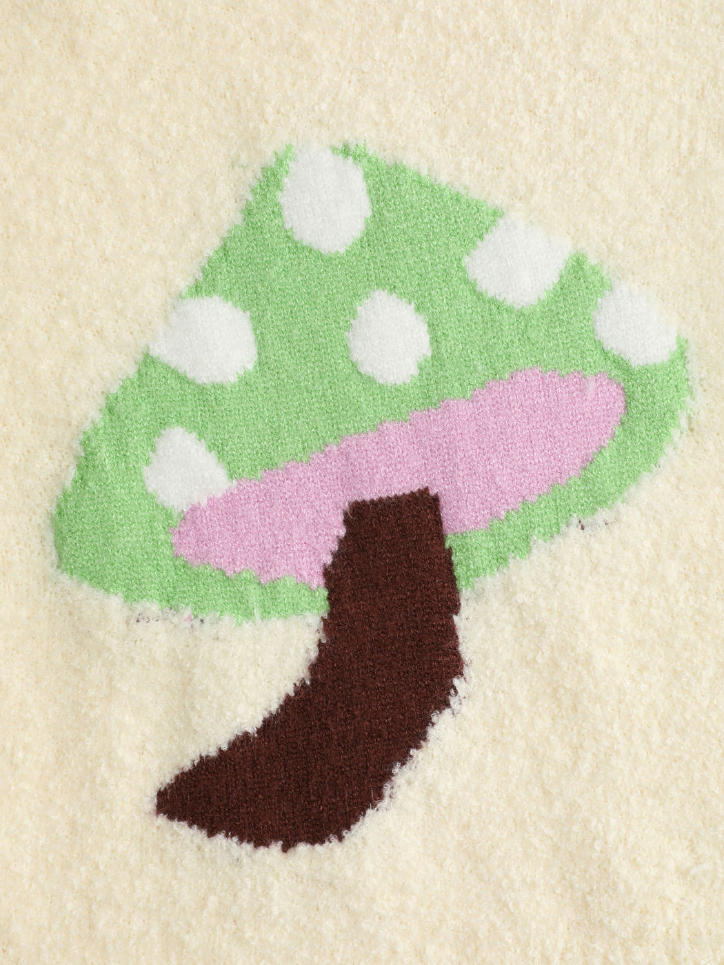 Mushroom Pattern Knitted Short Sleeve Crop Top - Cider