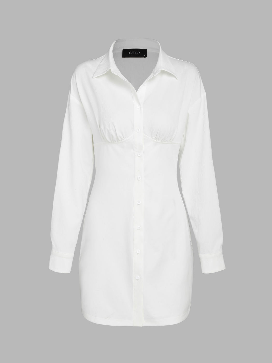 Woven Solid Collar Zip Up Mini Dress - Cider