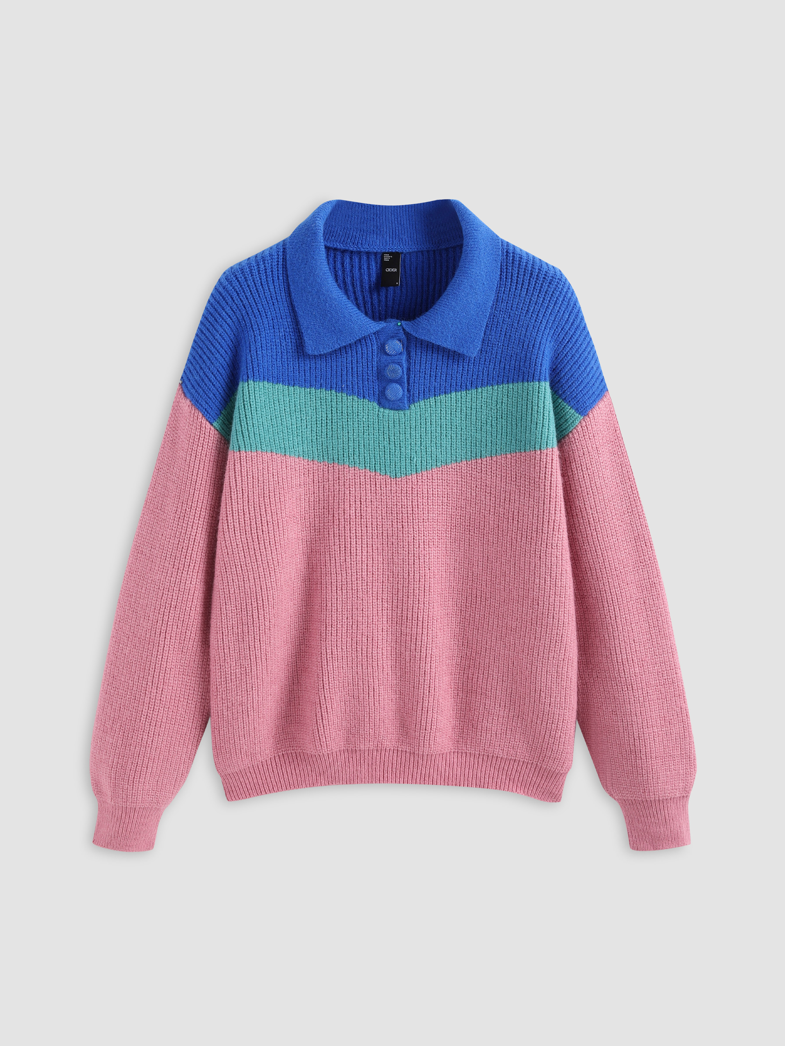 Patchy Polo Knitted Sweater For School Daily Casual