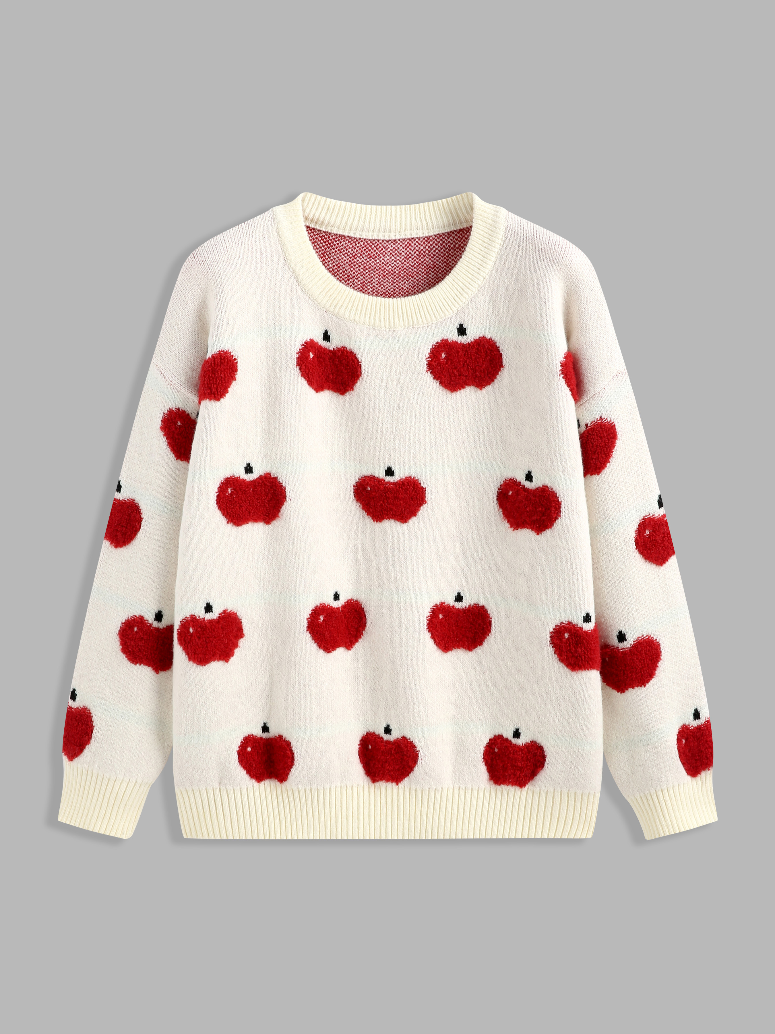 Christmas Apple Graphic Sweater Curve & Plus For School Daily Casual