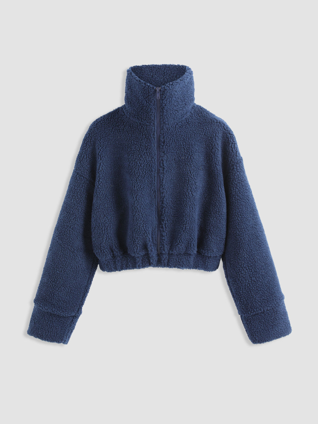 Fleece Solid Turtleneck Zip Up Oversized Coat For School Daily Casual