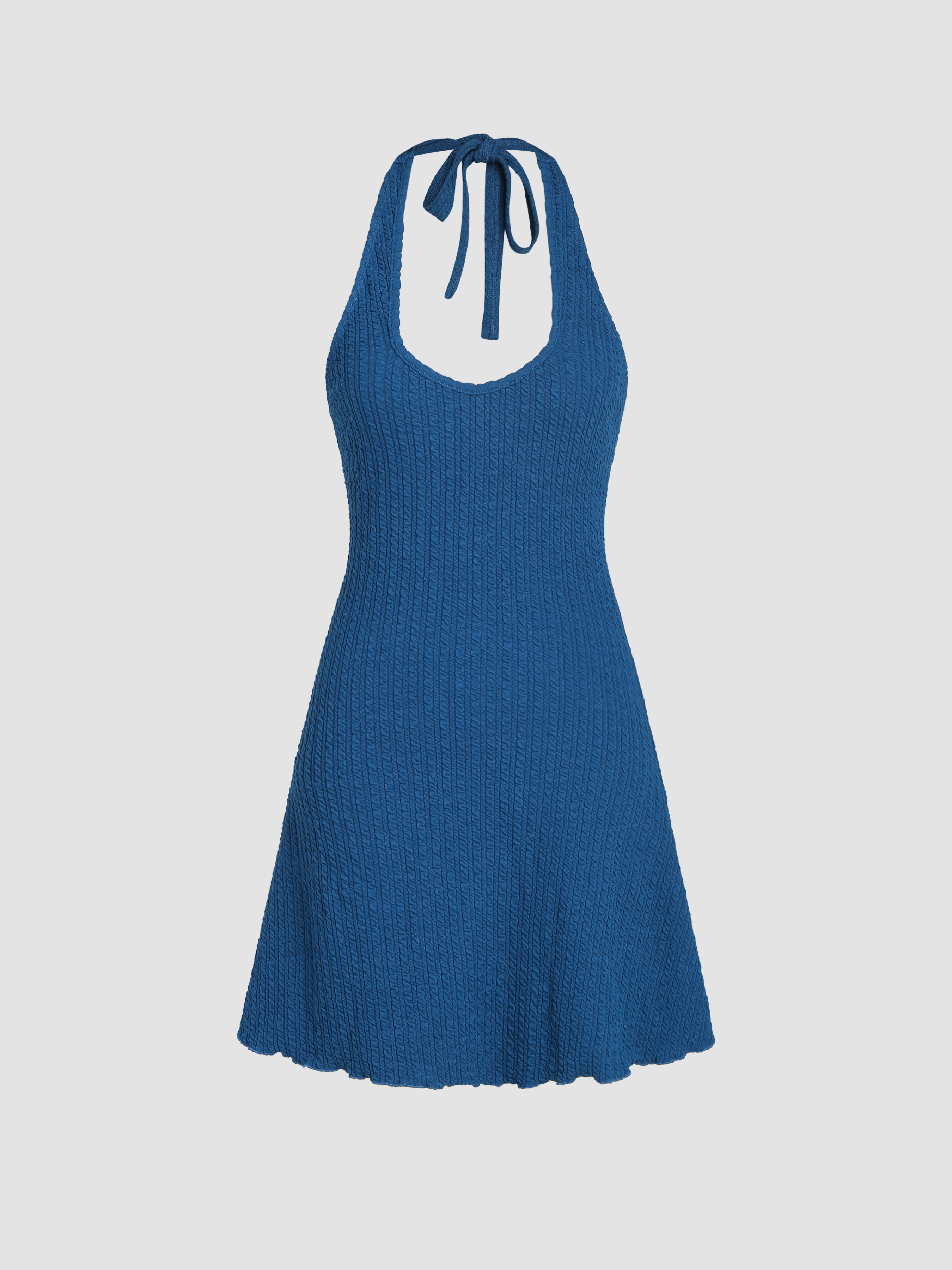 Solid Halter Sleeveless Short Dress - Cider