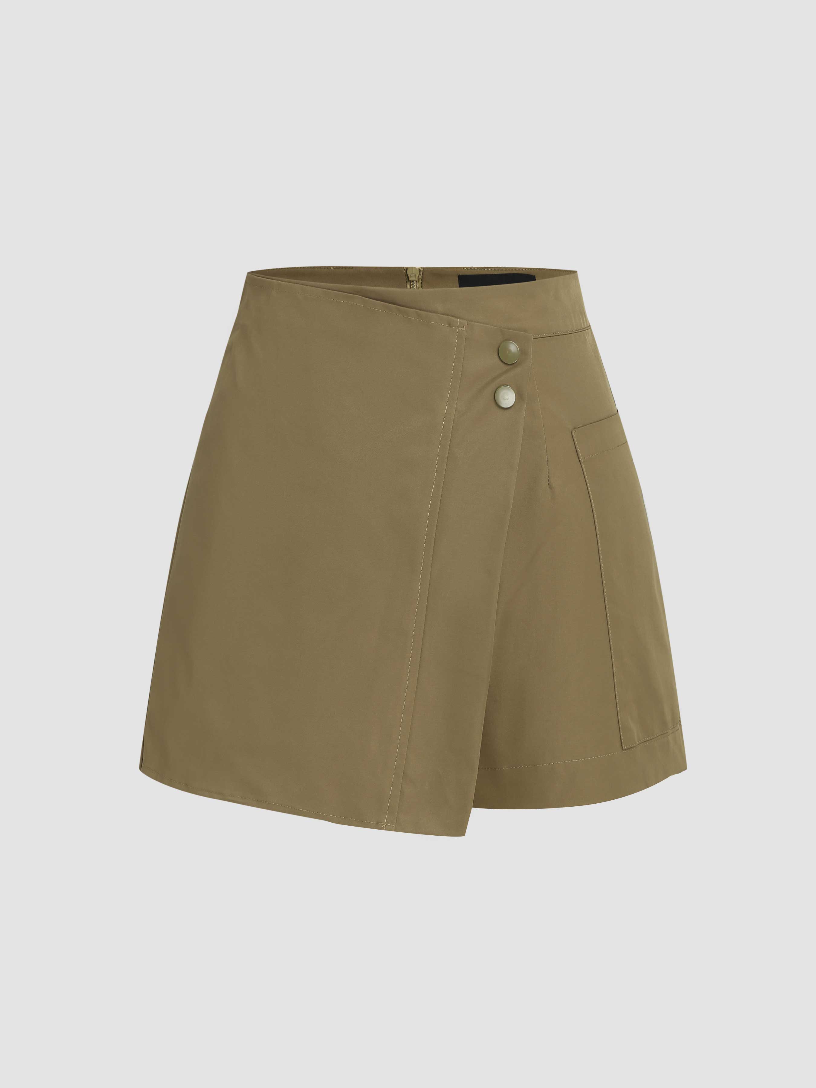 Solid Middle Waist Shorts For School Work