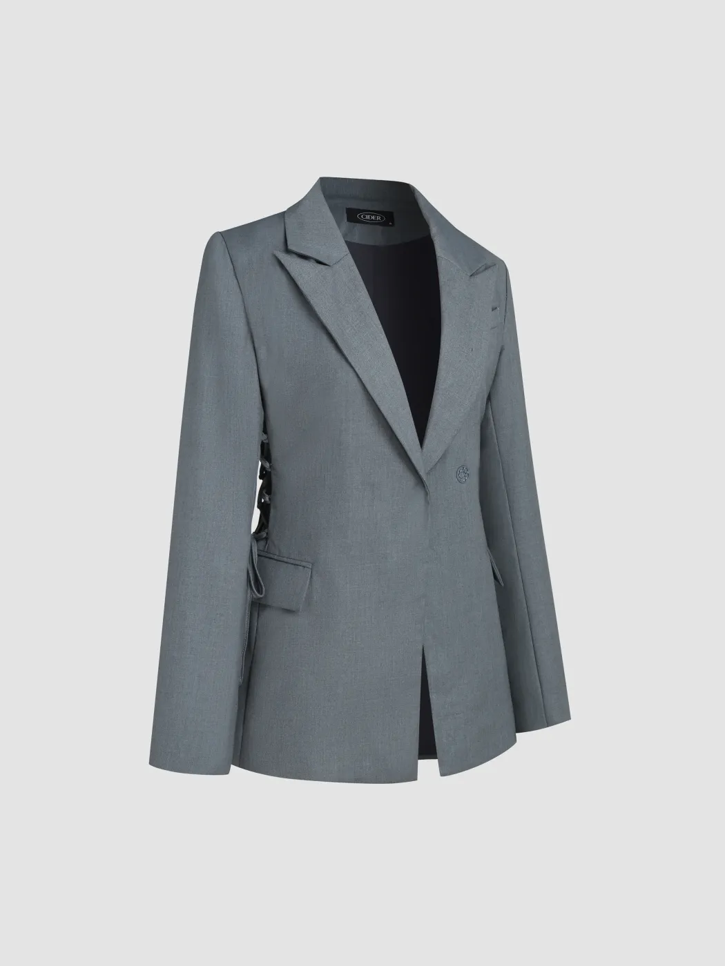 Notched Collar Lace Up Blazer For School Work