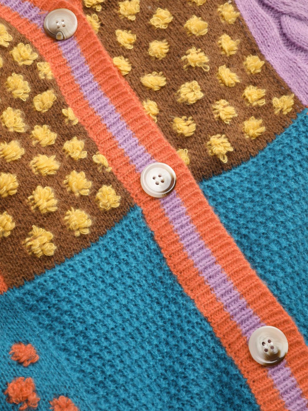 Grandma's Quilt Patchwork Knitted Cardigan - Cider