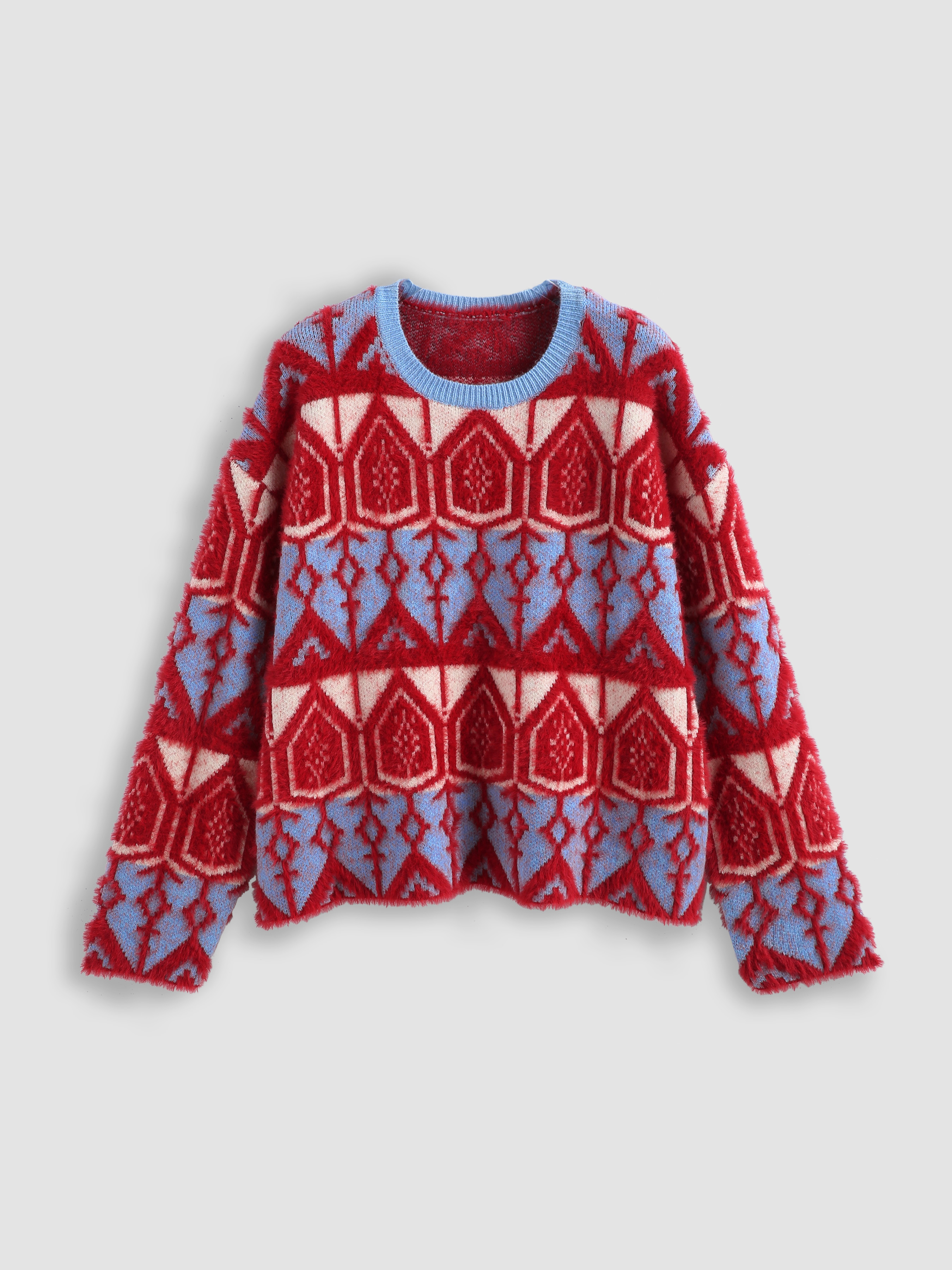Geometric Pattern Oversized Sweater For School Work