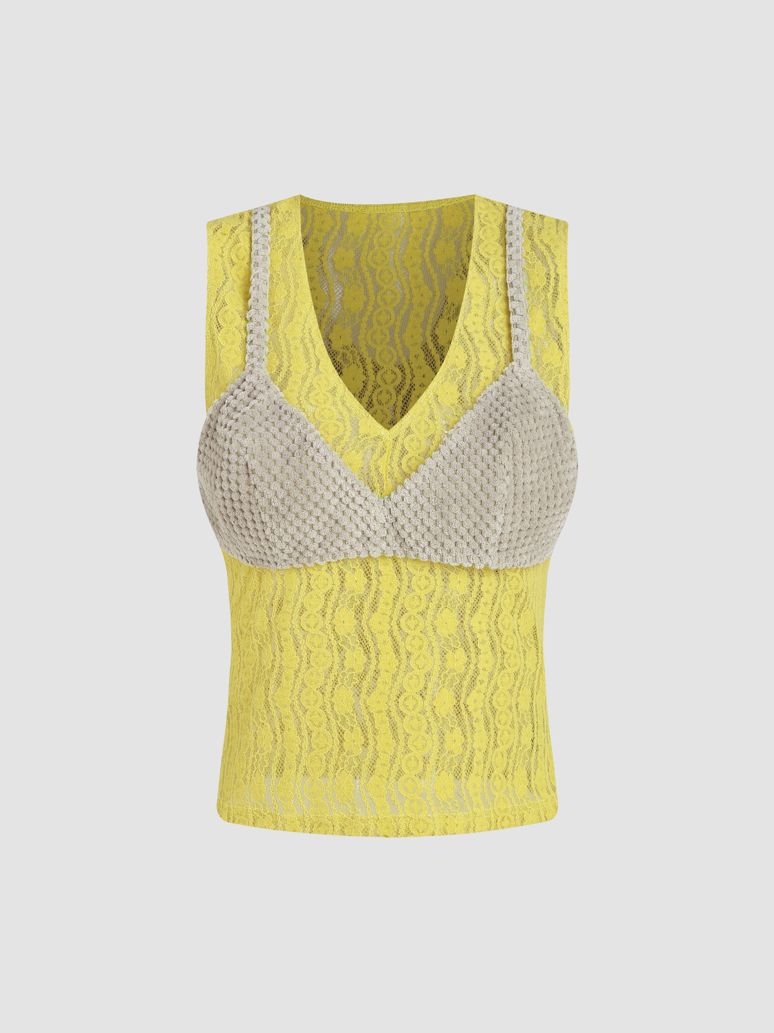 Two Tone Lace Sleeveless Top For Party/Clubbing