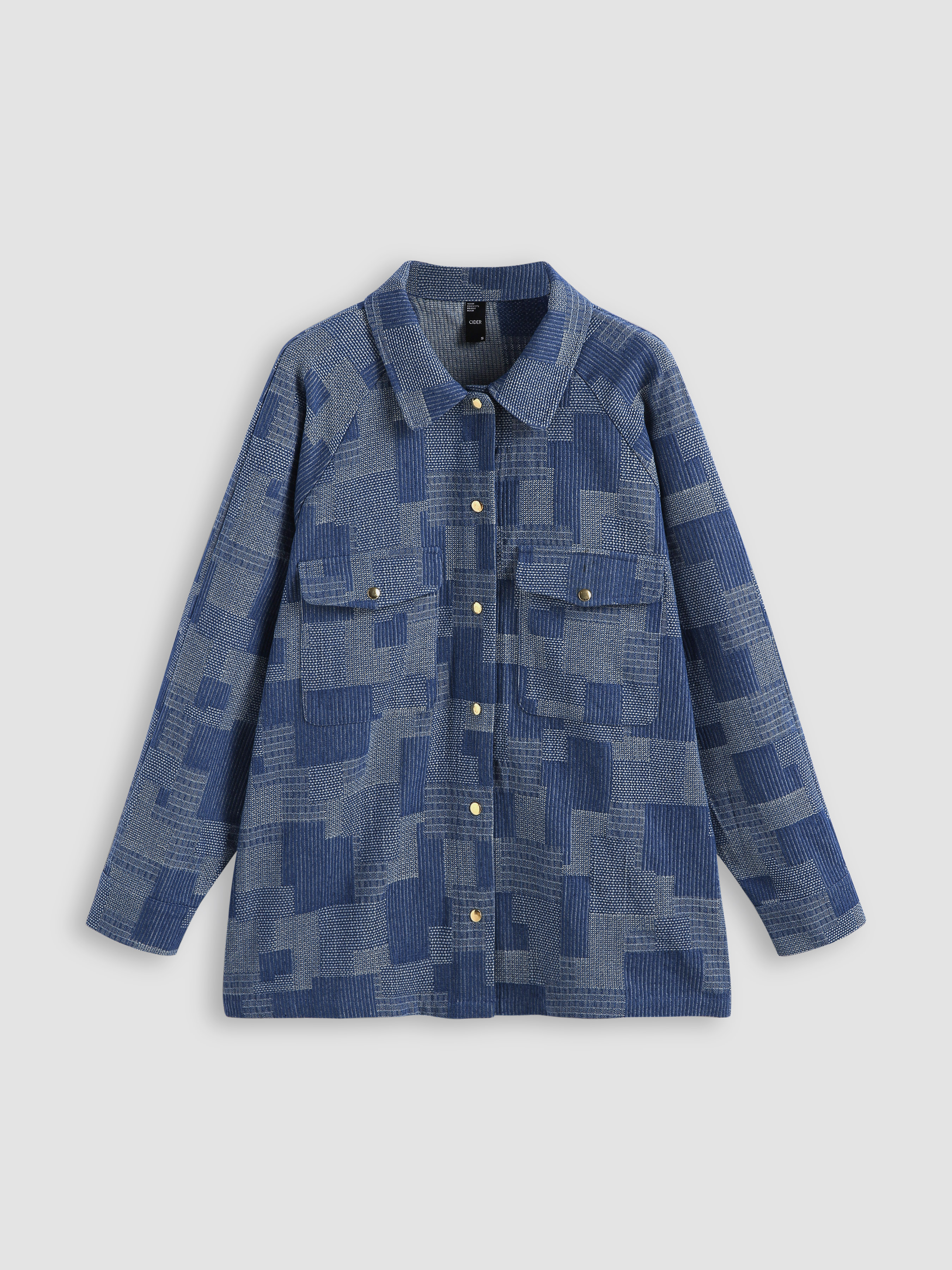 Patchy Collar Long Sleeve Oversized Jacket - Cider