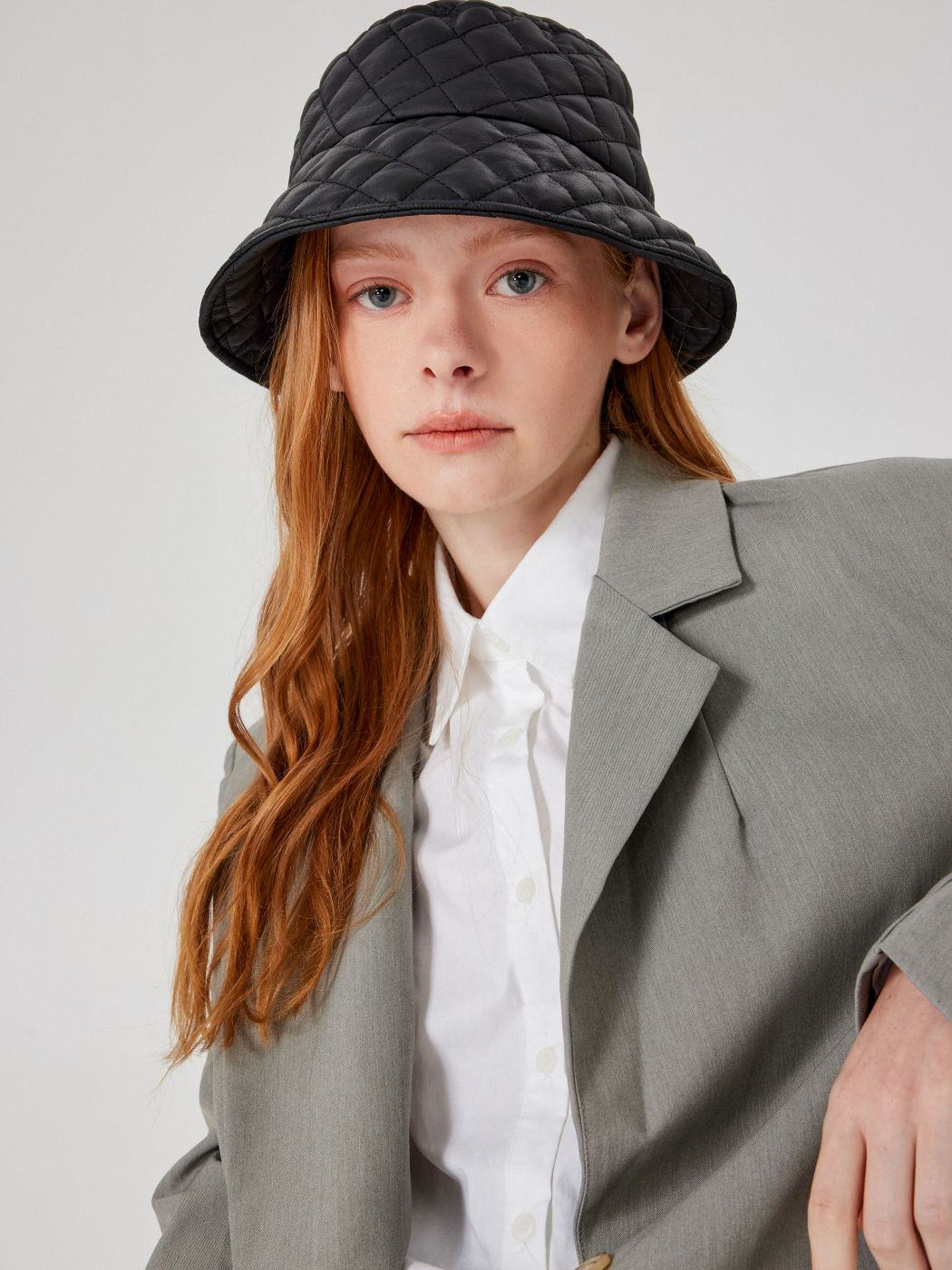 Solid Argyle Quilted Bucket Hat - Cider