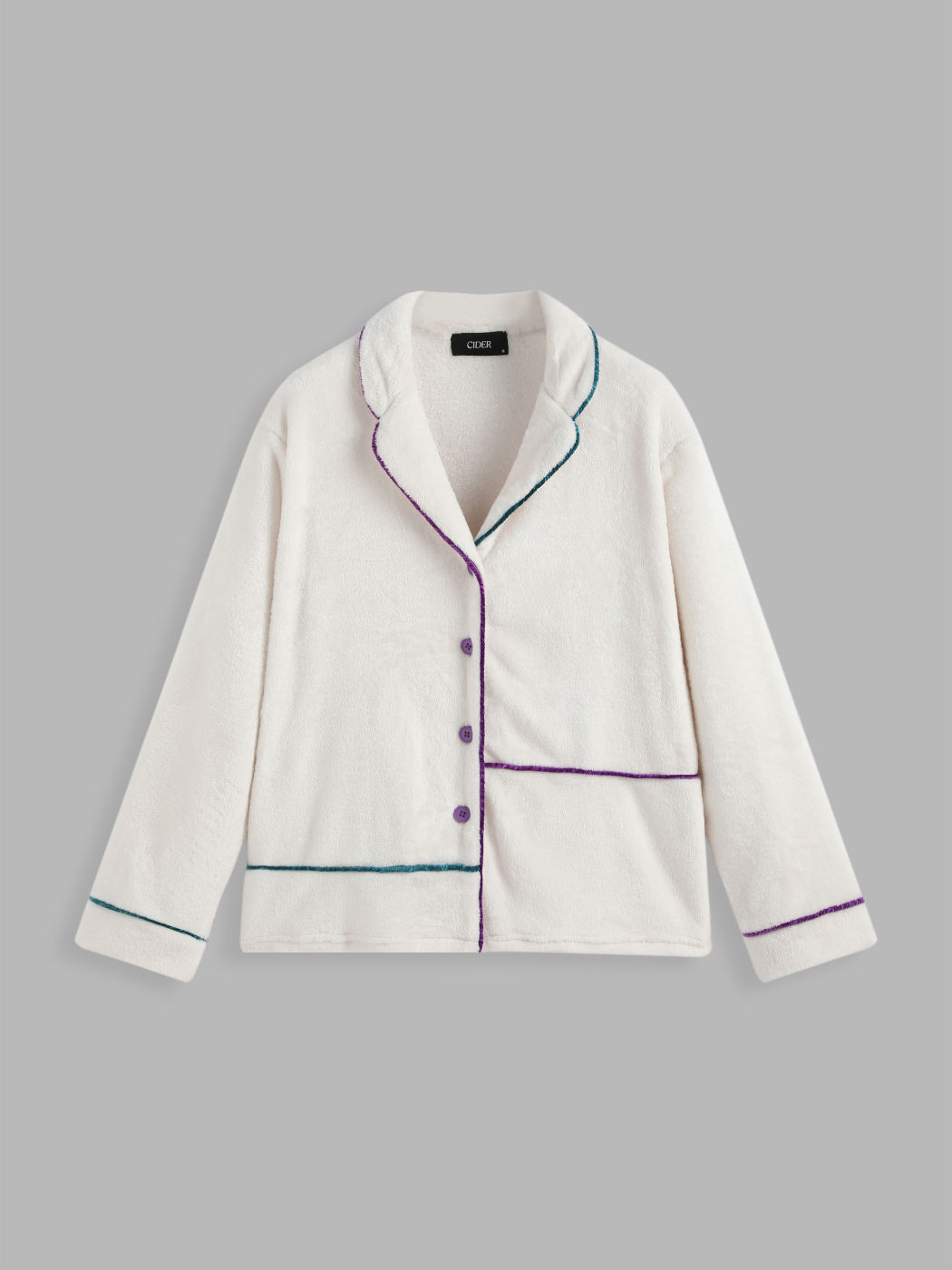 Fleece Notched Collar Pajama Top - Cider