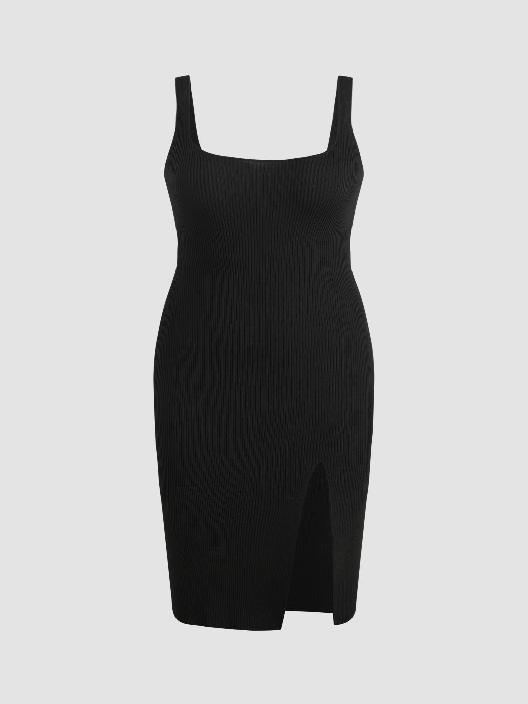 Curve & Plus Solid Knit Slit Midi Dress - Cider