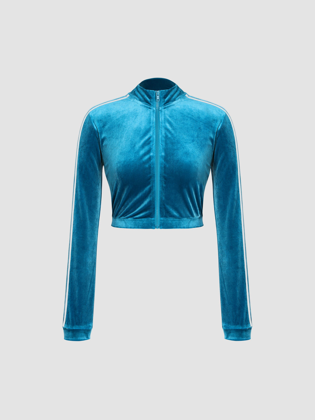 Velvet Zip Up Crop Jacket For School Gym/Sports Work