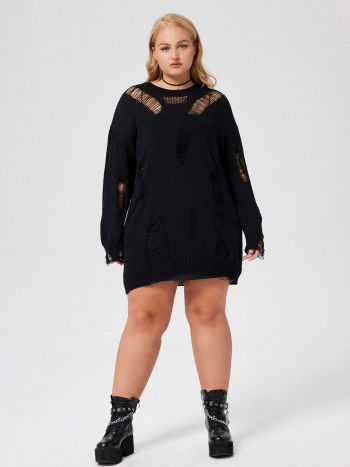 Curve & Plus Ripped Oversized Sweater For Vacation Work Holiday