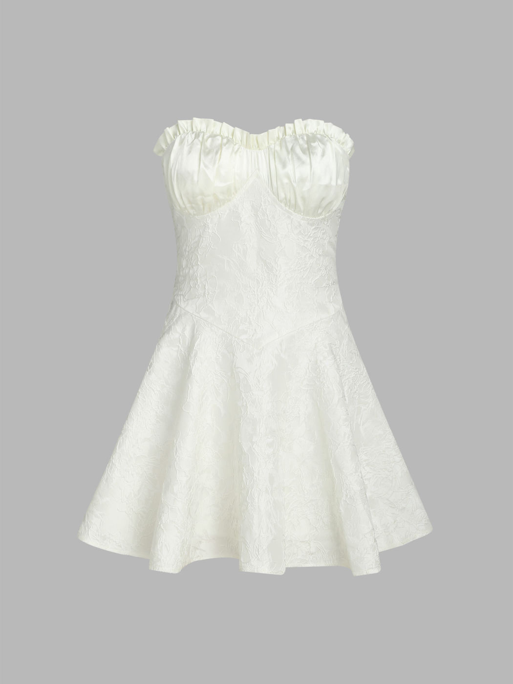 Ruffle Trim Strapless Texture Short Dress For Date Party/Clubbing