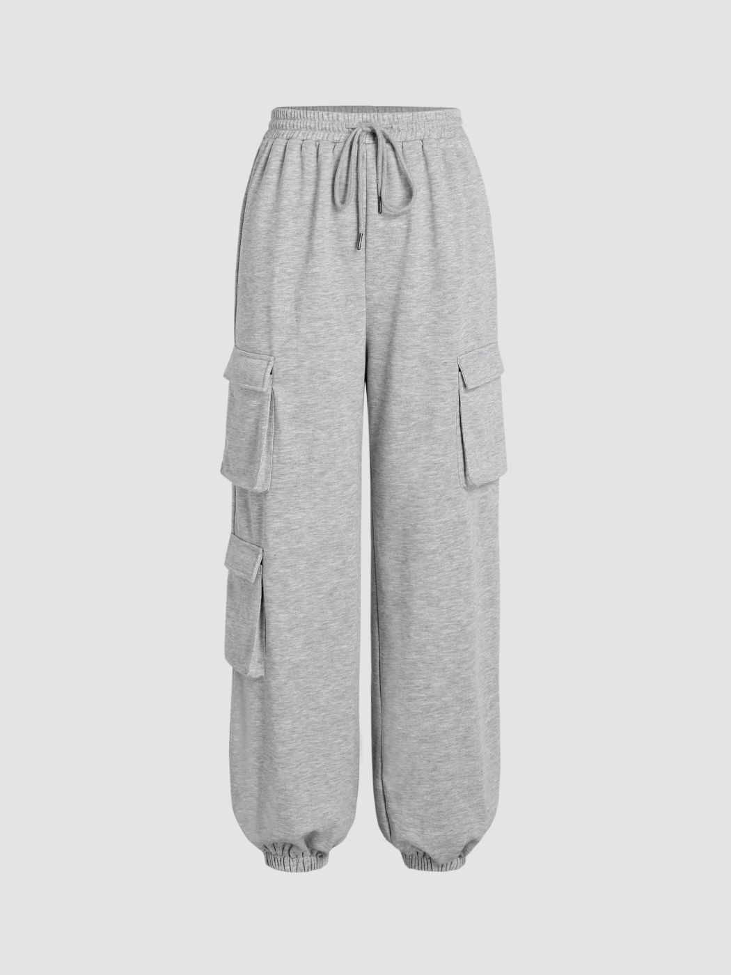 Terry Solid Mid Waist Cargo Joggers For School Gym/Sports Work