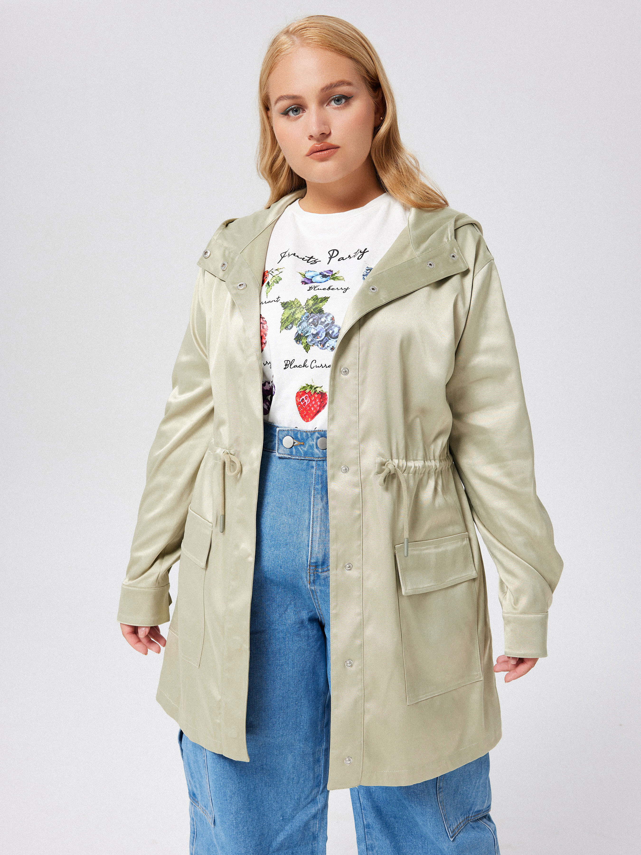 Curve & Plus Hooded Long Sleeve Jacket - Cider