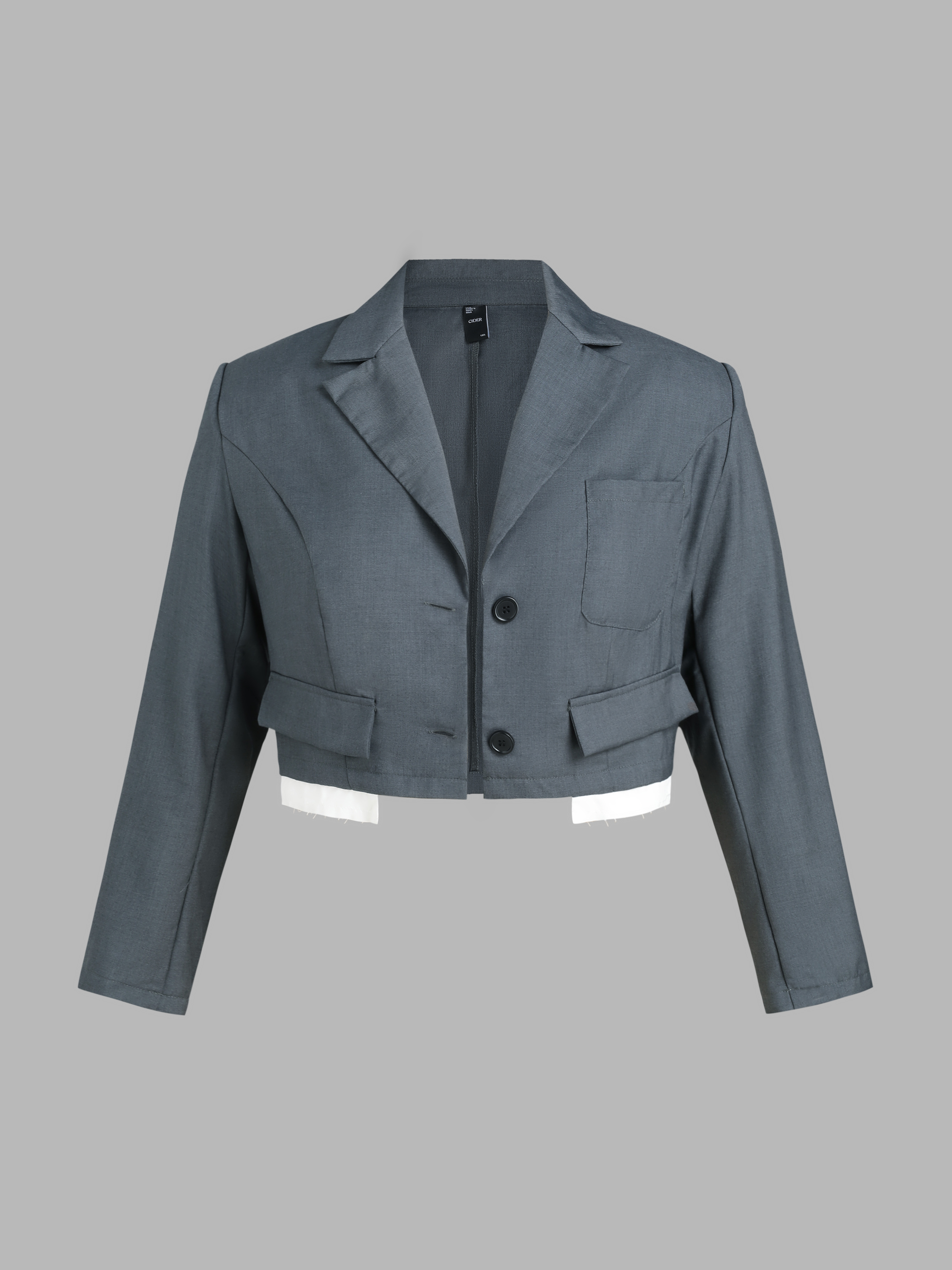 Curve & Plus Notched Collar Crop Blazer For School Work