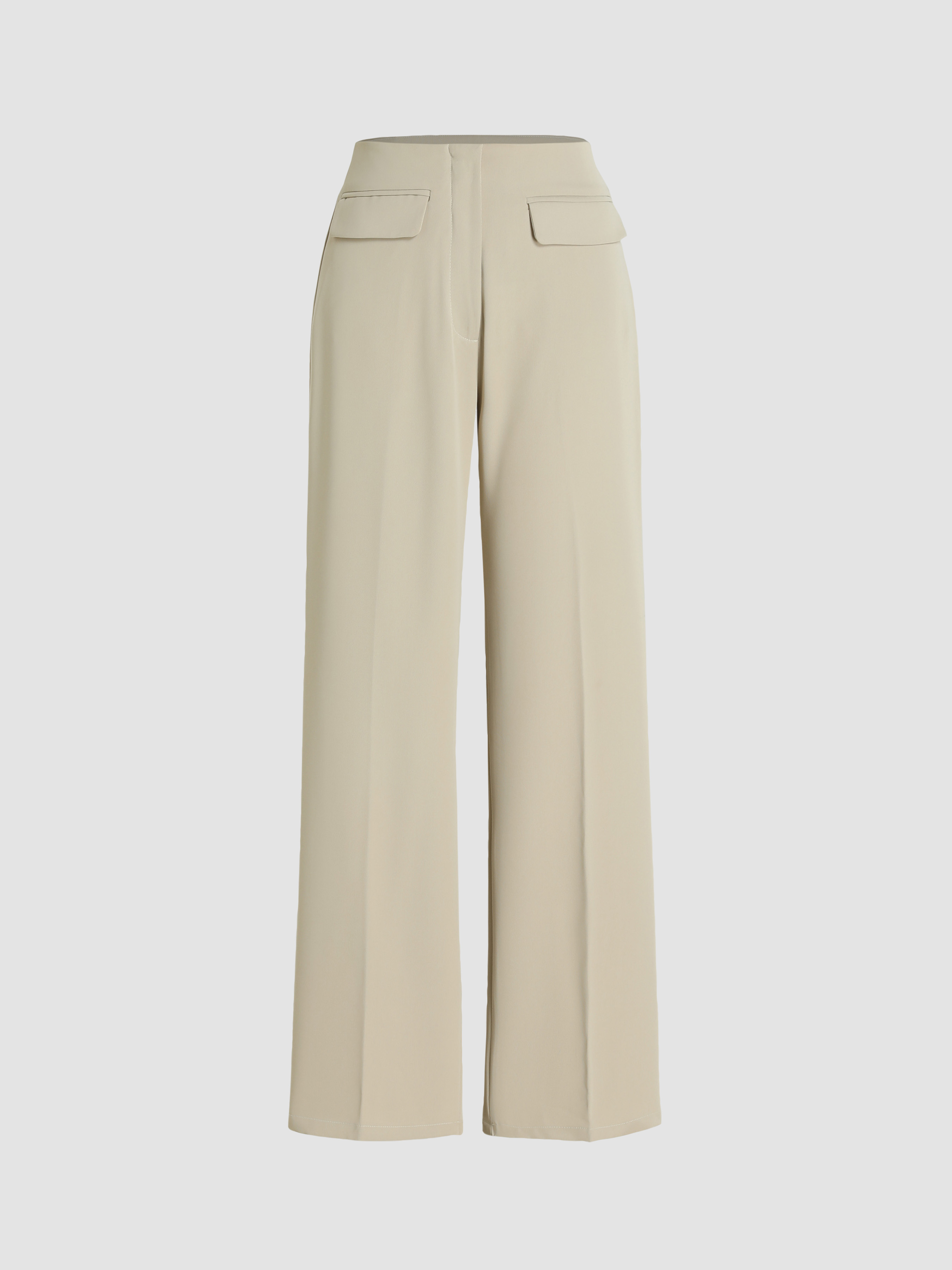 Mid Waist Zipper Wide Leg Trousers - Cider