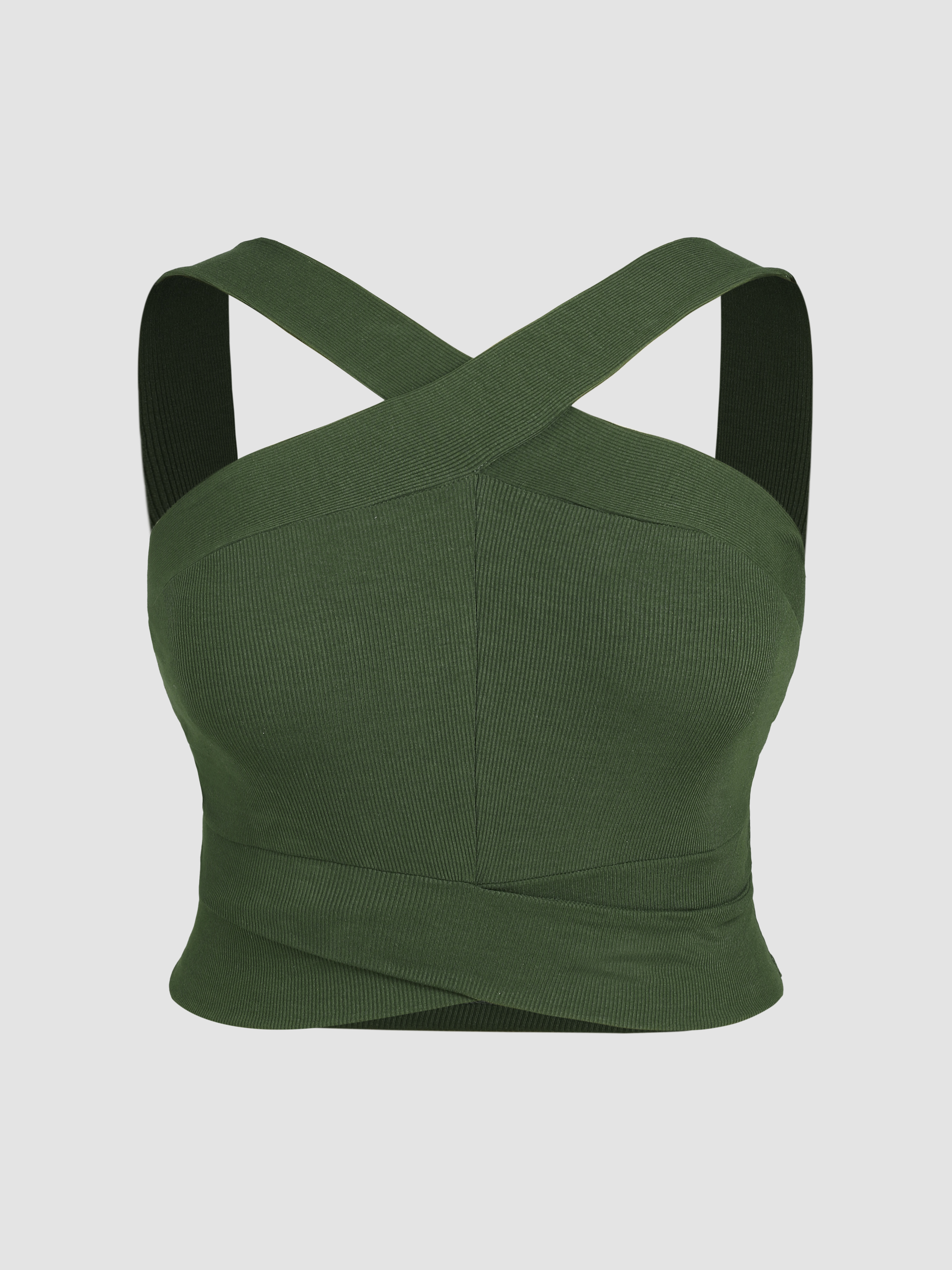 Criss Cross Cut Out Crop Tank Top Curve & Plus For Vacation Holiday