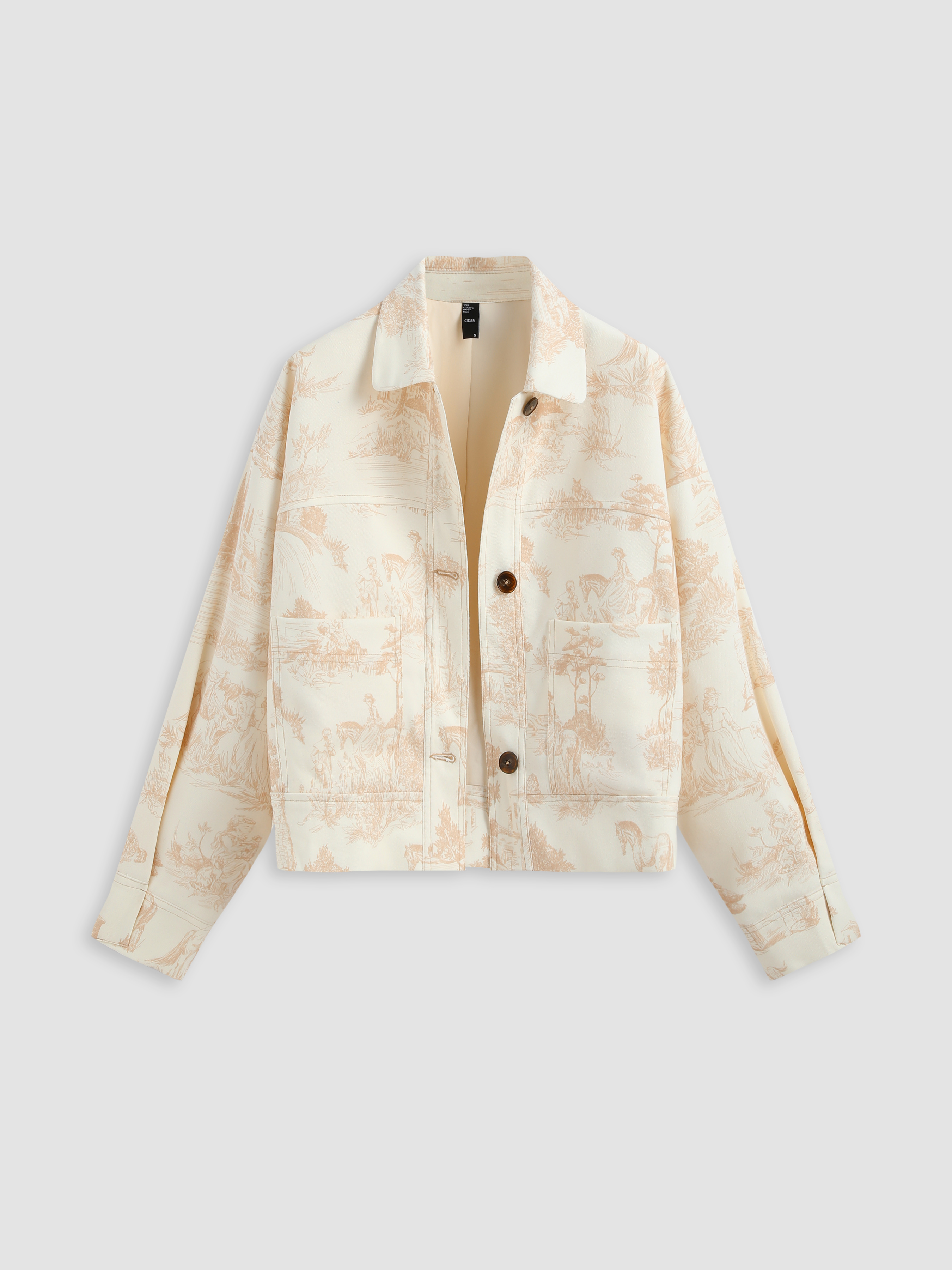 Toile de Jouy Collar Oversized Jacket - Cider