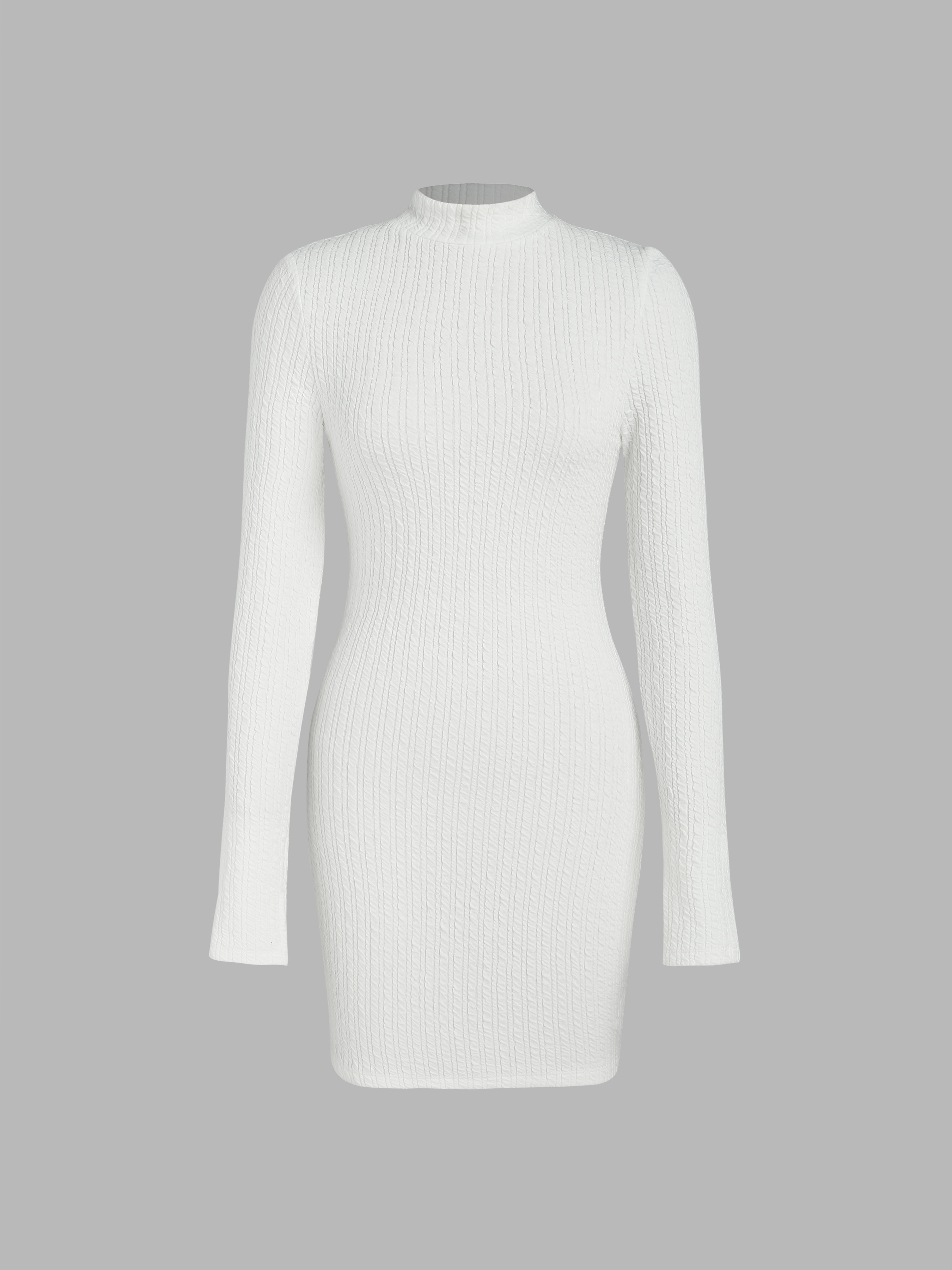 Solid Texture Mini Dress For Coffee Shop