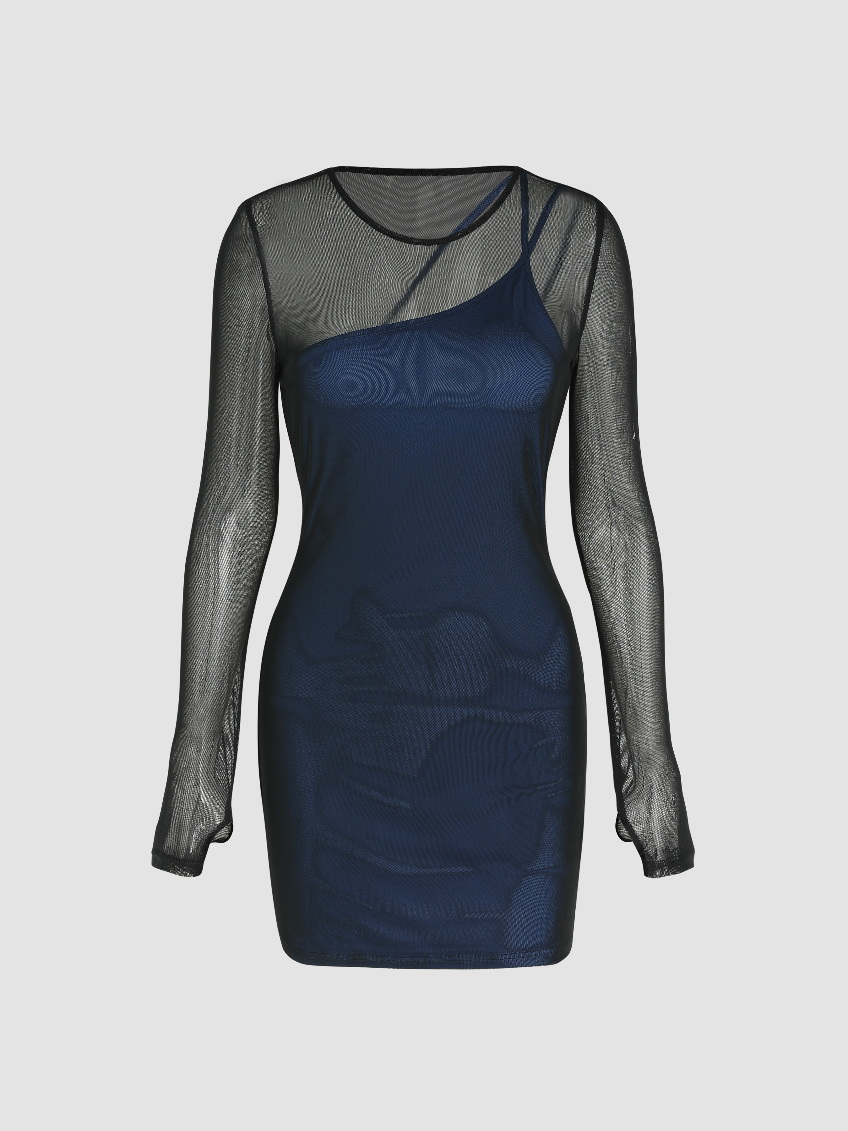 Mesh Mesh Long Sleeve Short Dress For Work Vacation Holiday