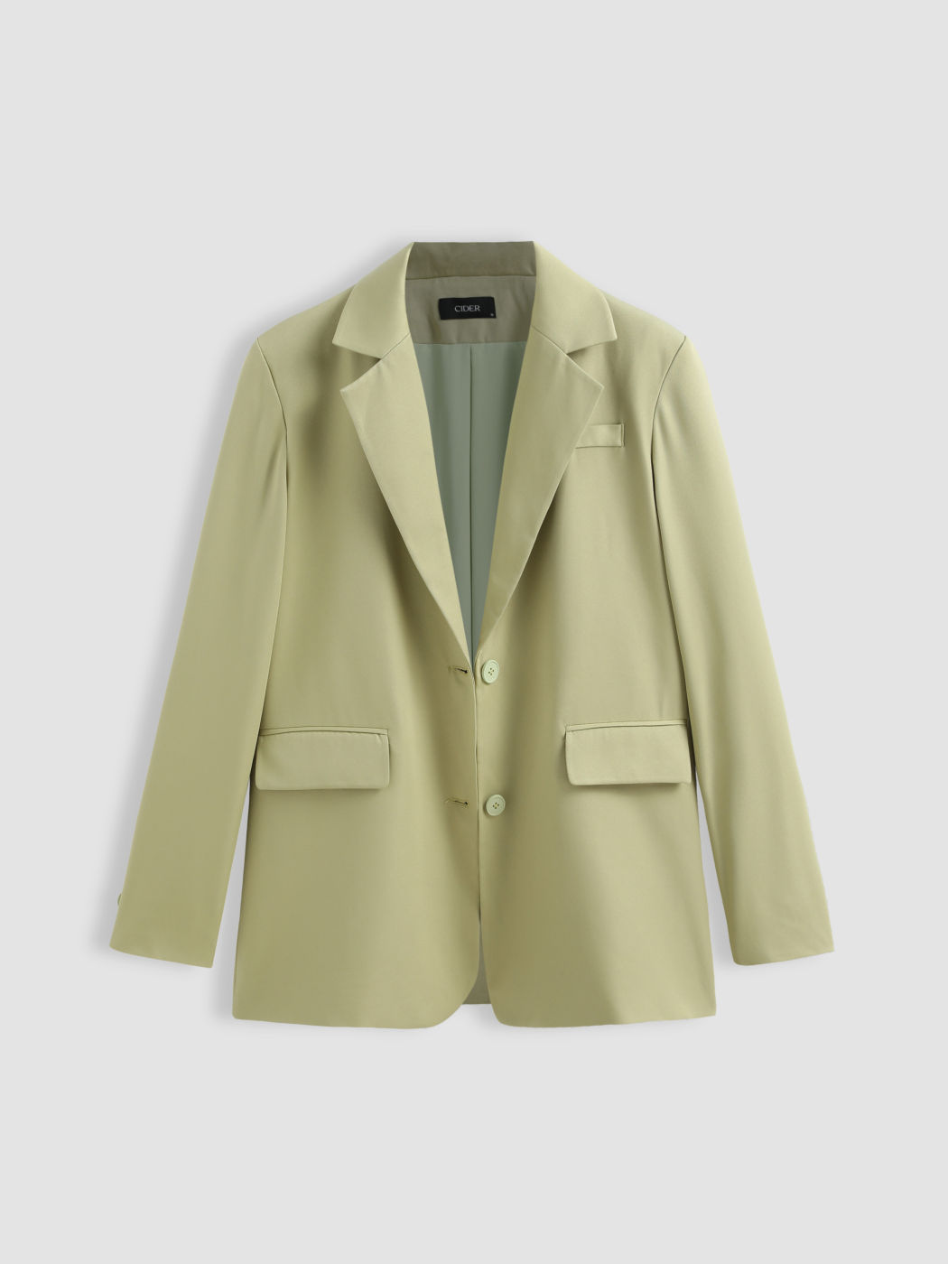 Material Solid Collar Oversized Button Up Blazer For Occasion